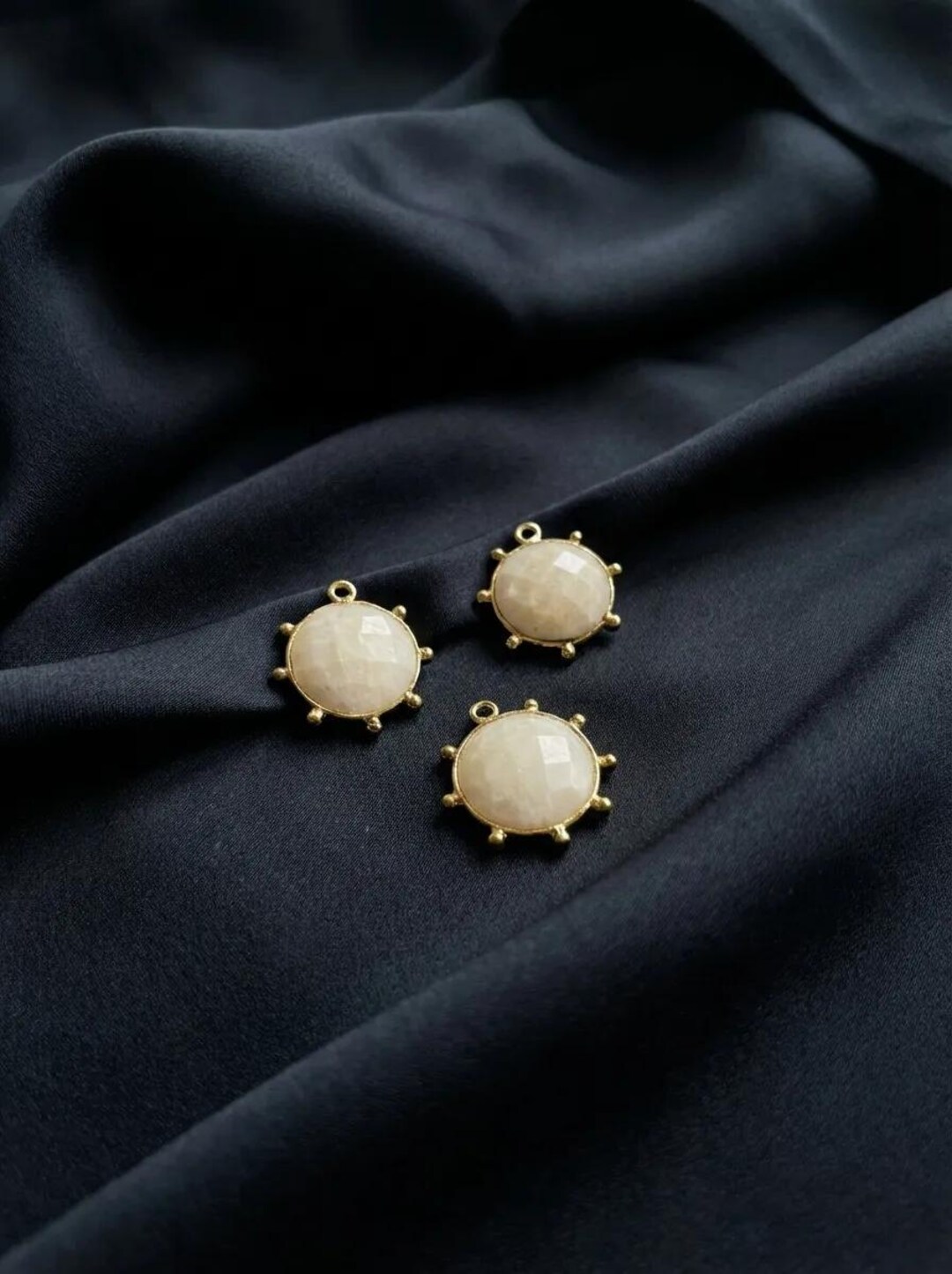 Mother of Pearl 16mm Round Connector | Bezel Set Connector | Handmade ...