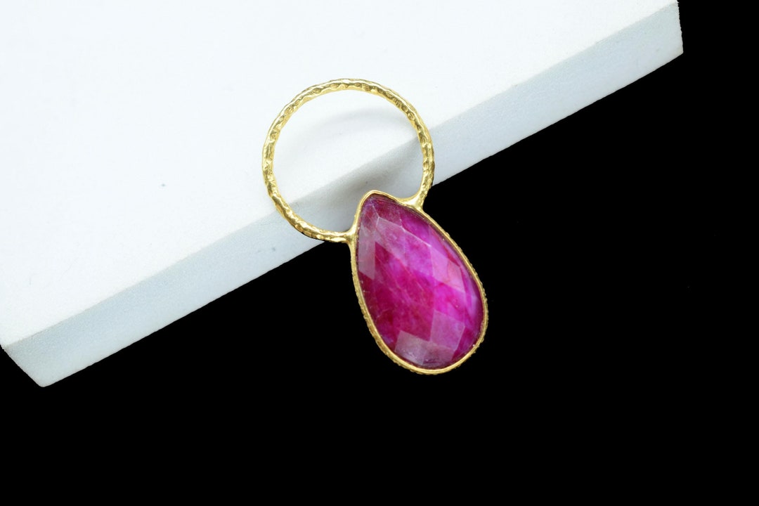 Ruby Pendant Charms/gemstone Charms Pendant/connector Jewellery/brass ...