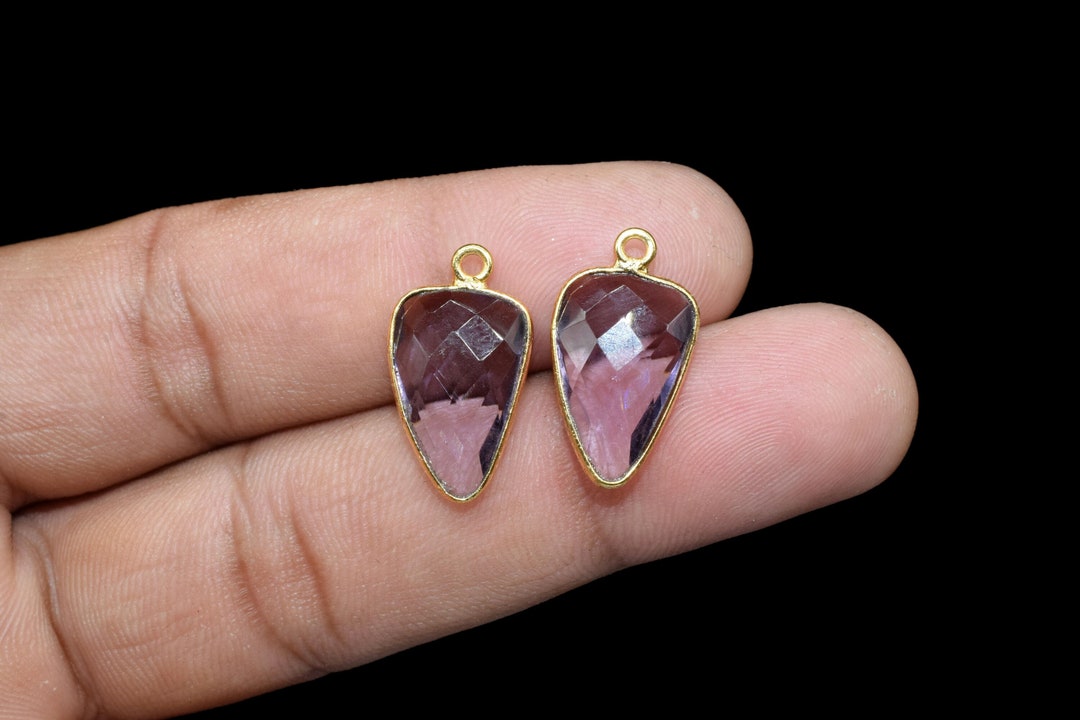 Amethyst Quarz 10 x 16 mm Horn Form Stecker, vergoldet Single Bail ...