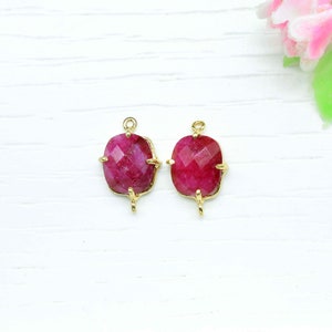 Ruby Faceted 10x12mm Rectangle Shape Connector,ruby Gemstone Double ...