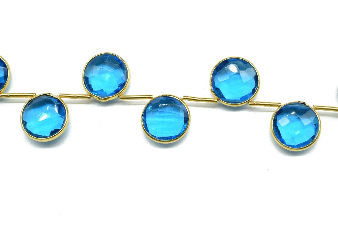 Blue Topaz Quartz 10mm Round Shape Connectors,blue Topaz Pendant ...