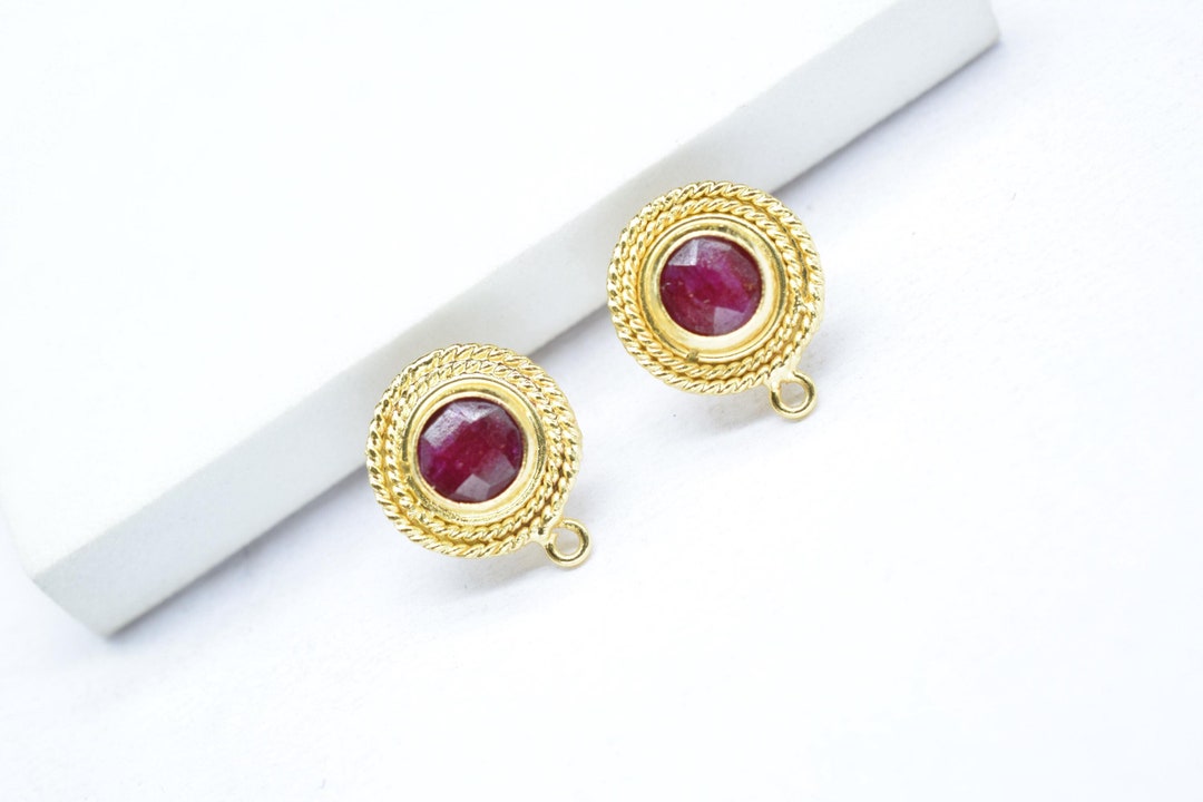 Ruby Earring Connector/round Shape Earring/earring Component/gemstone ...