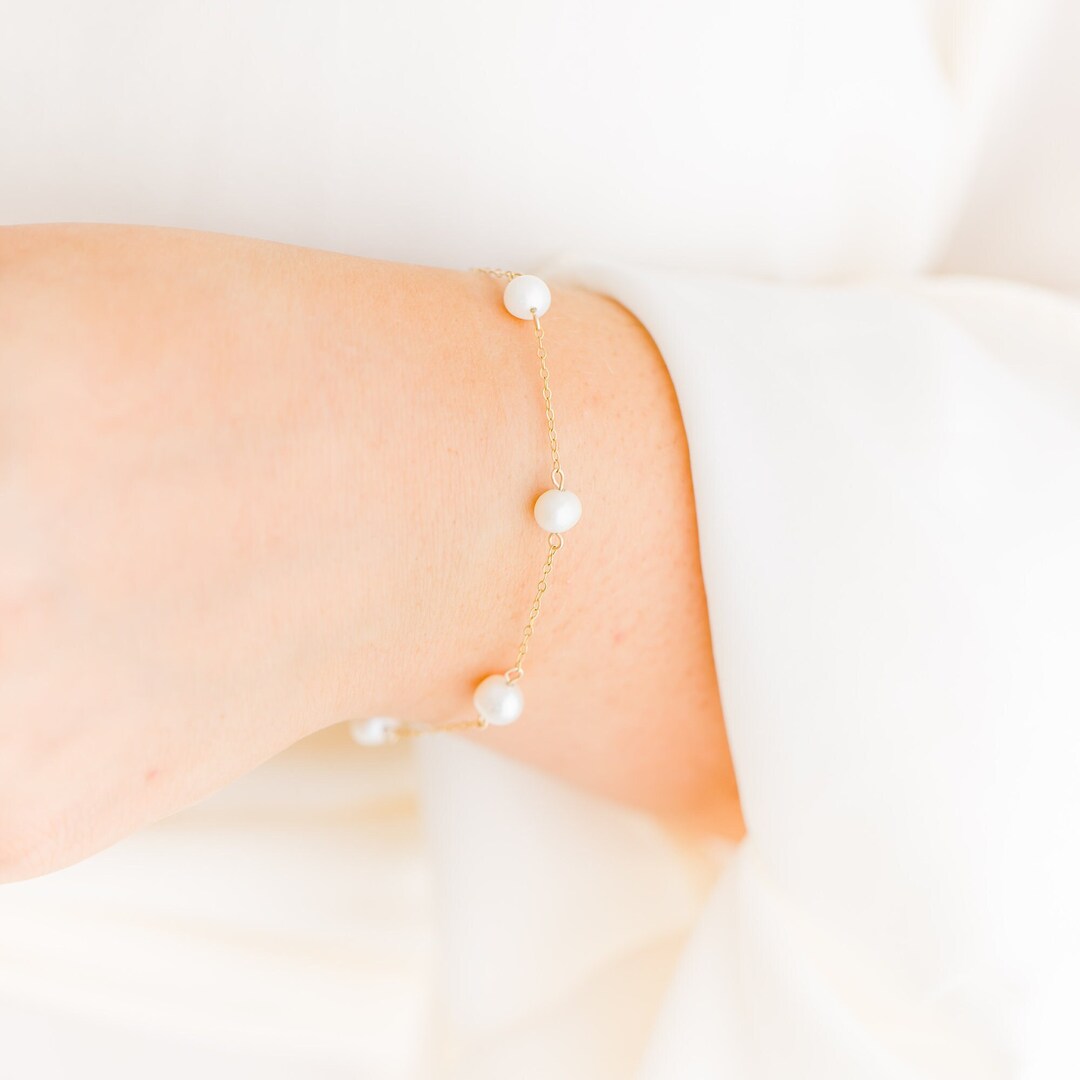 Minimalist Pearl Bead Bracelet, Real Freshwater Pearl Bracelet, Wedding ...