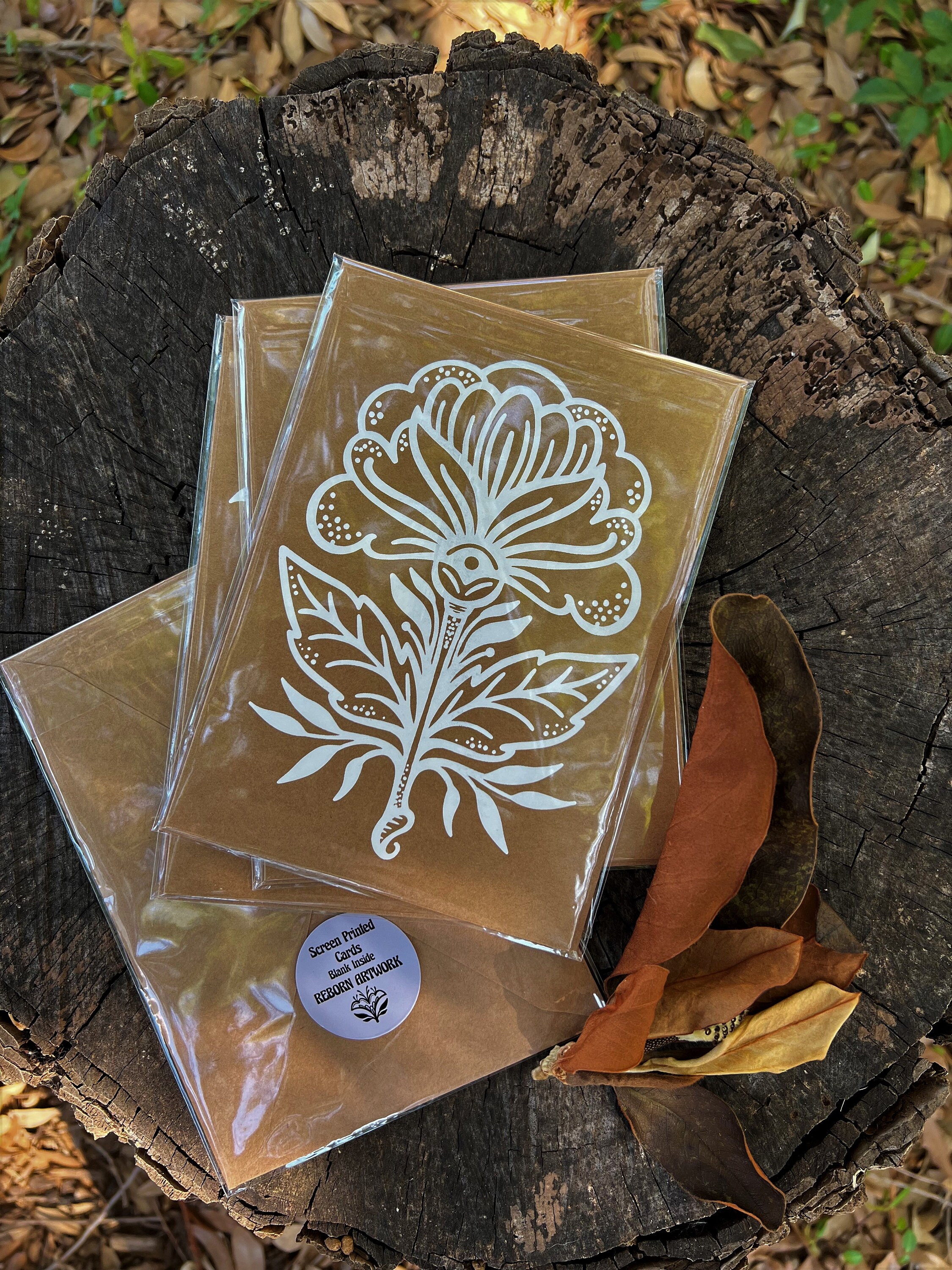 Flower Screen Printed Greeting Card White - Etsy