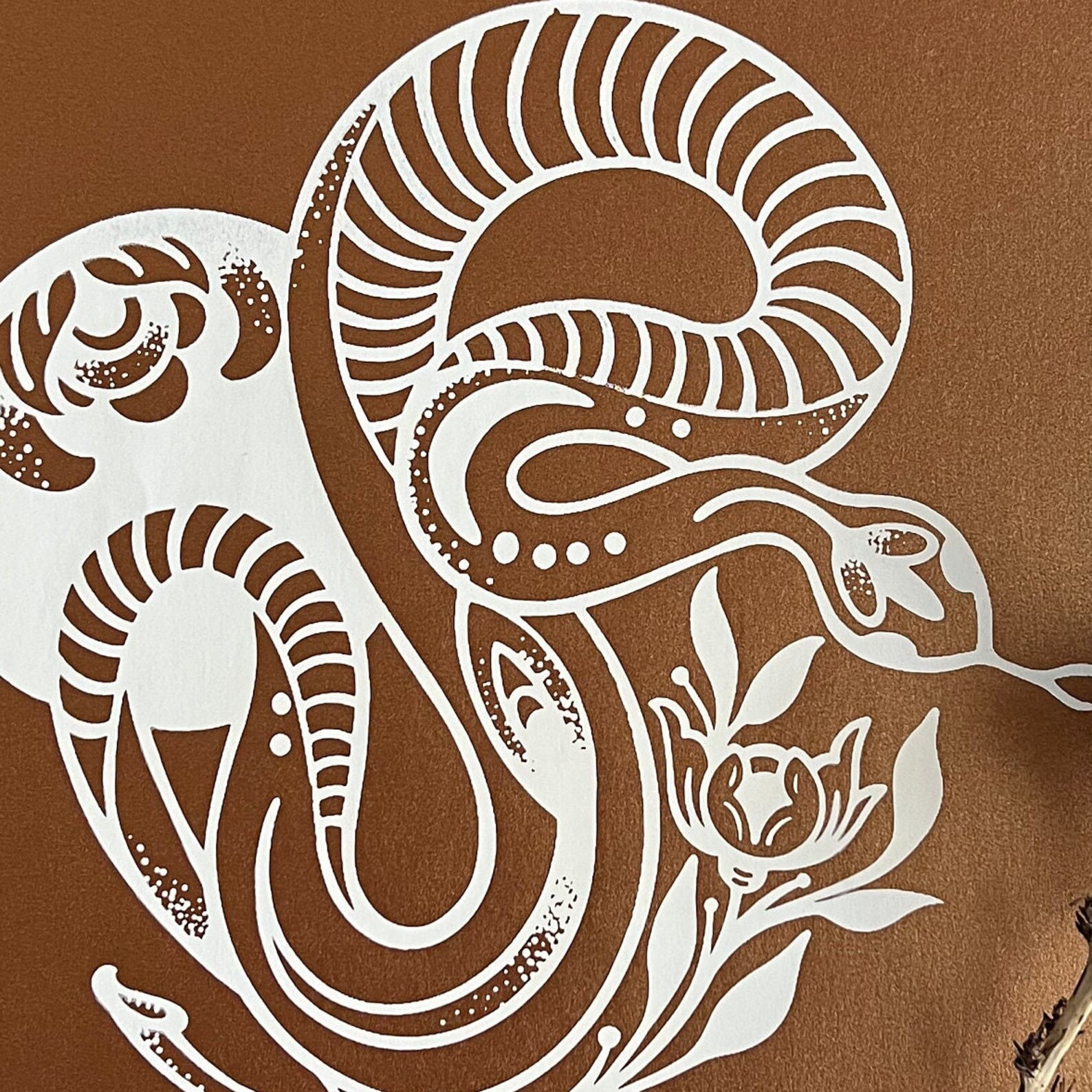 Snake Screen Print White Ink on Copper - Etsy
