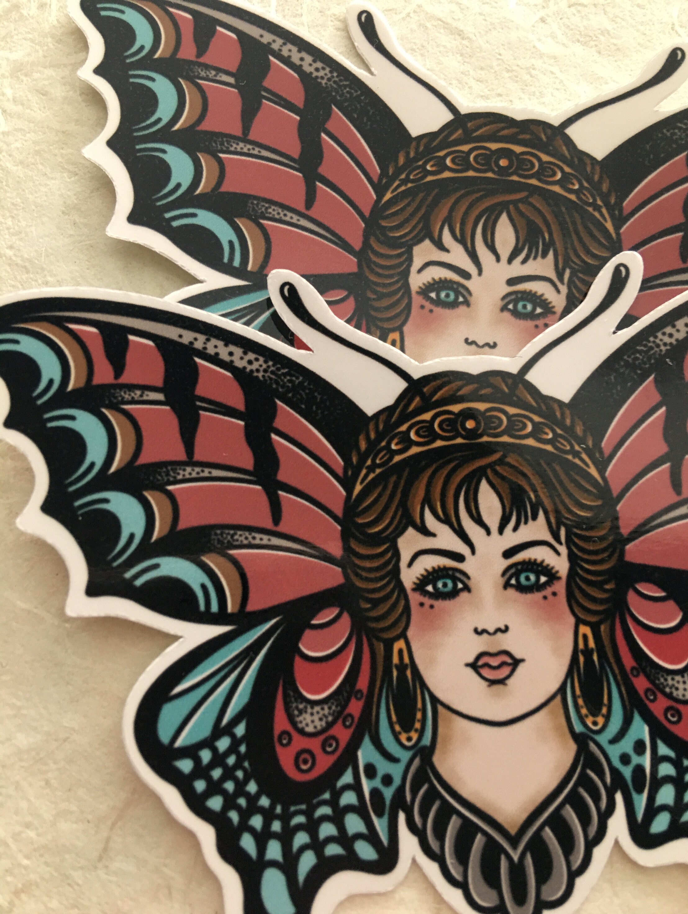 Butterfly Girl Head Sticker - Etsy