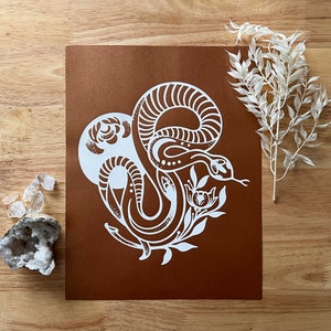 Snake Screen Print White Ink on Copper - Etsy