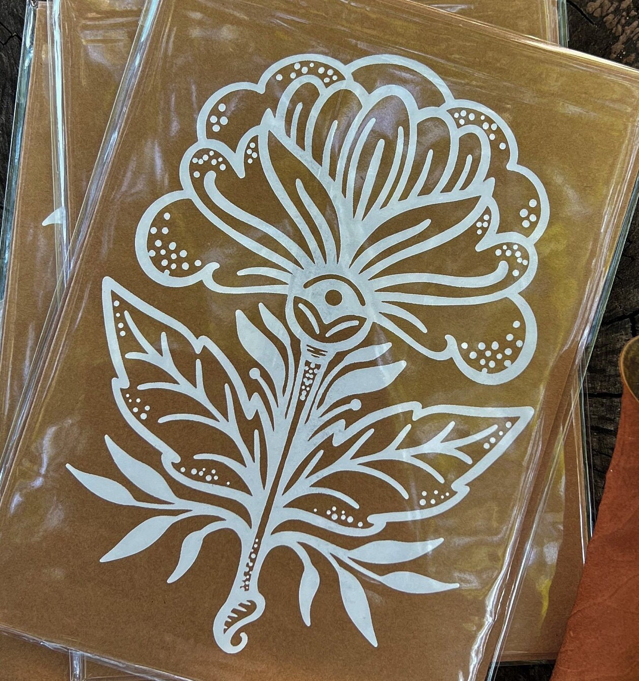 Flower Screen Printed Greeting Card White - Etsy