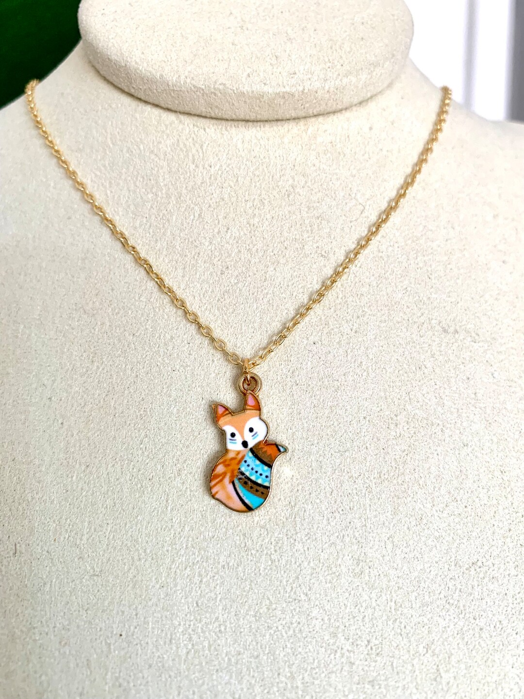 Fancy Chain for Children With Little Red Fox Pendant in Resin, Children ...