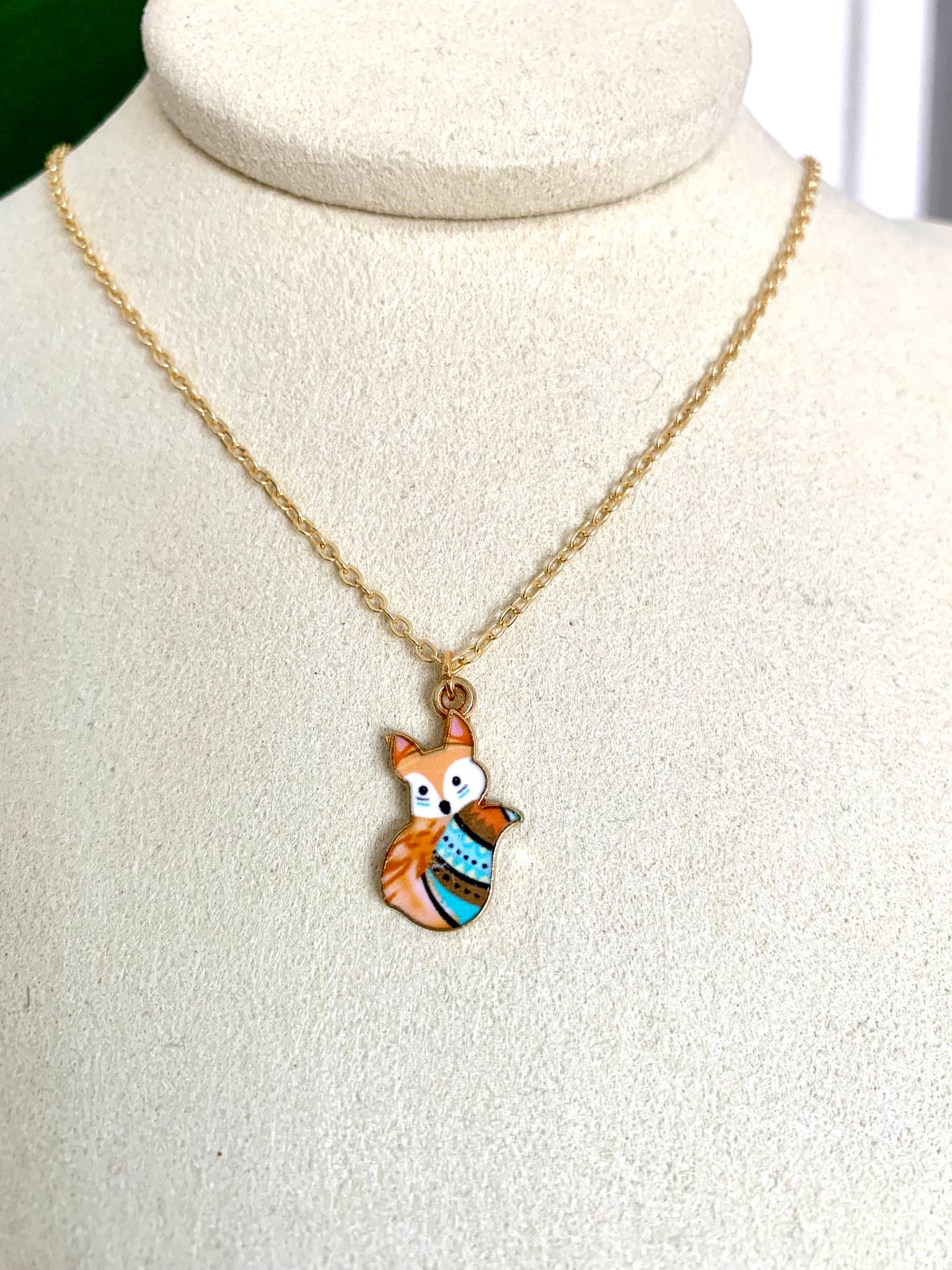 Fancy Chain for Children With Little Red Fox Pendant in Resin, Children ...