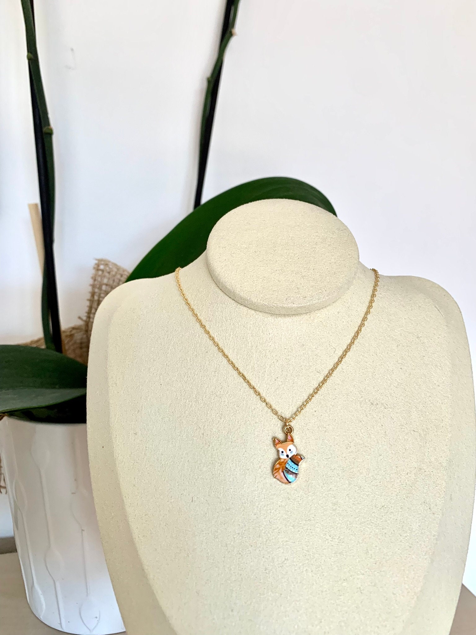 Fancy Chain for Children With Little Red Fox Pendant in Resin, Children ...