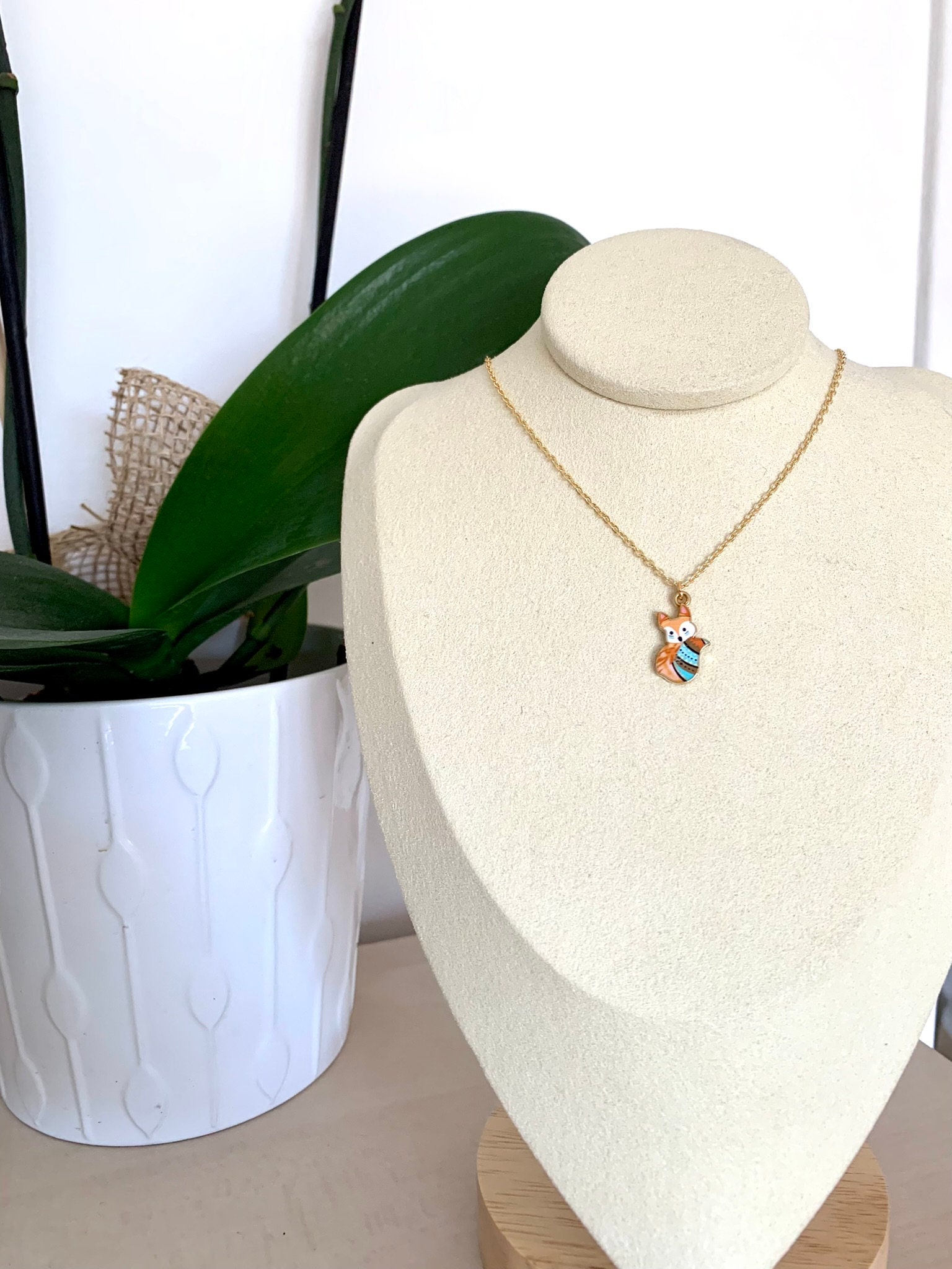 Fancy Chain for Children With Little Red Fox Pendant in Resin, Children ...