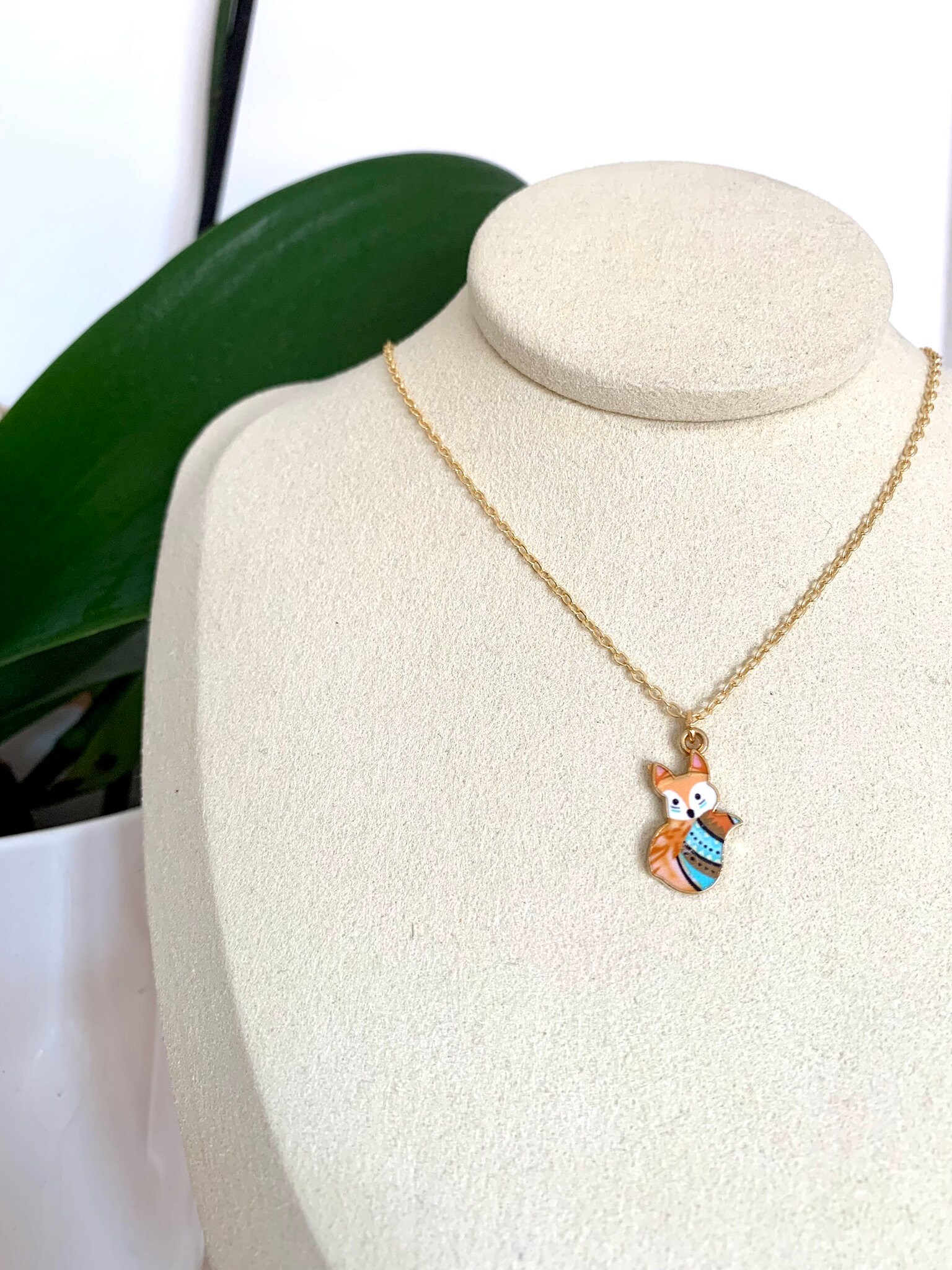 Fancy Chain for Children With Little Red Fox Pendant in Resin, Children ...