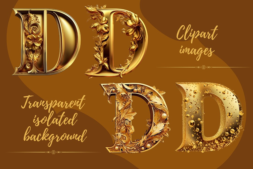 4 Designs of Festive Upper Case Letter D. Clipart Images. for ...