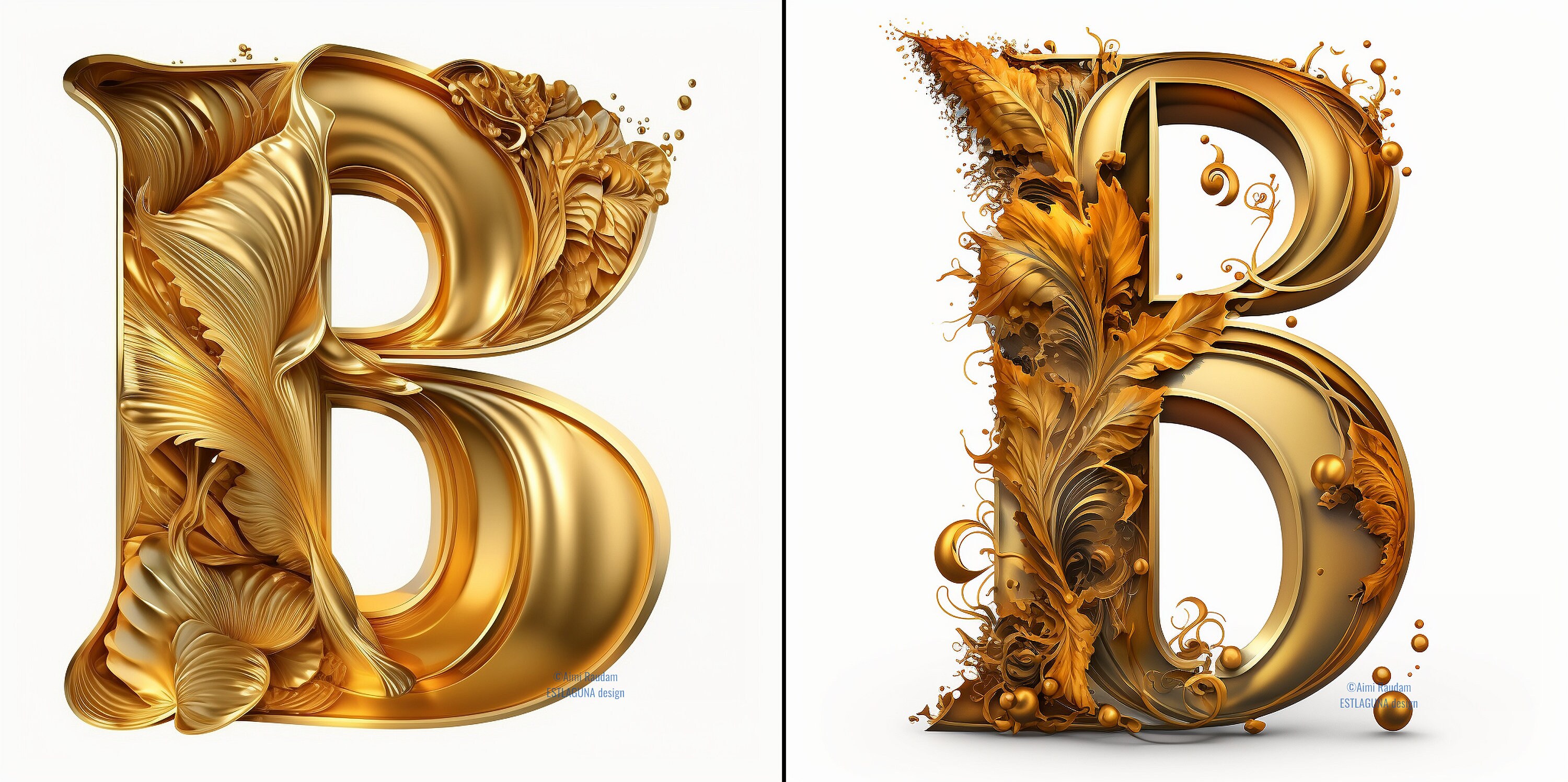 2 Designs of Festive Upper Case Letter B. Clipart Images. for - Etsy