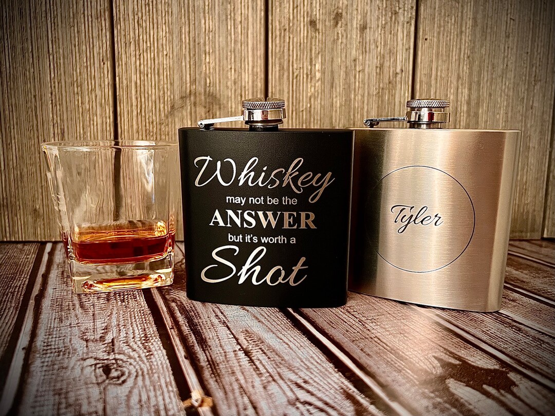Flask With Funnel in Box. Personalized Matte Flask Set, Custom Flask ...