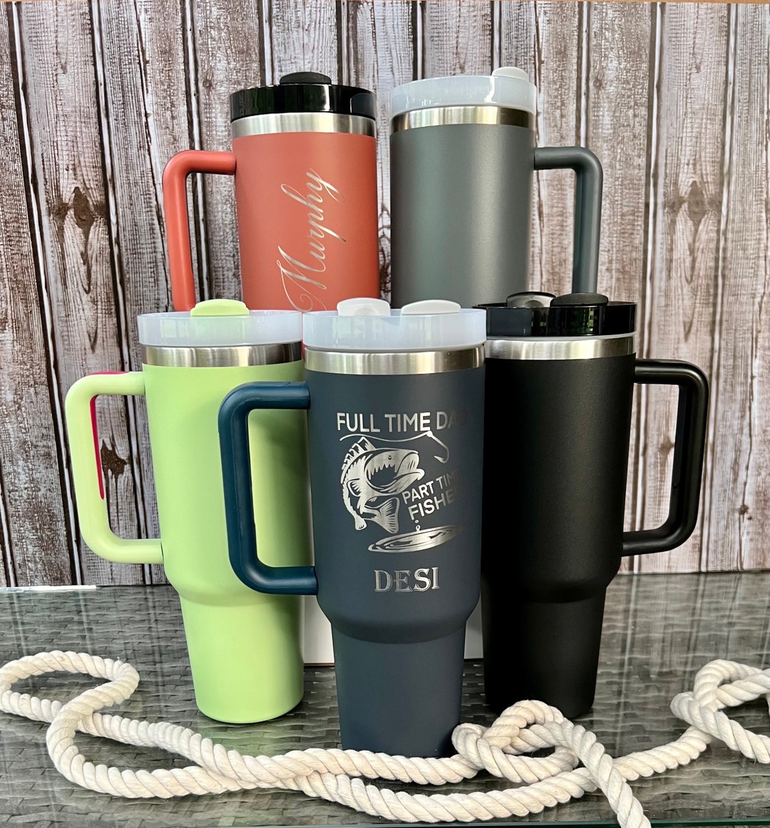 40 Oz Personalized Tumbler With Handle & Straw, Travel Mug, Not Stanley ...