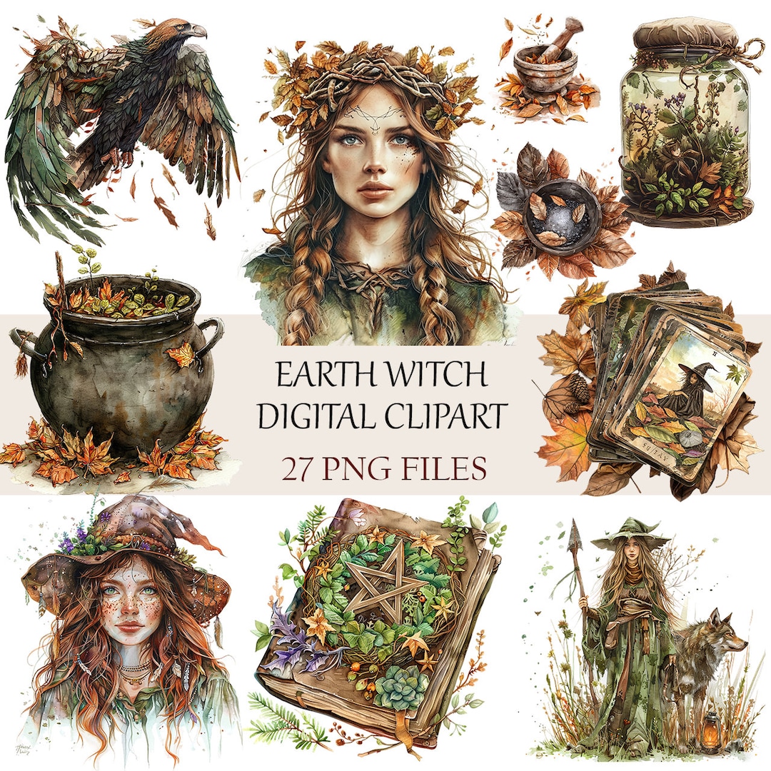 Earth Witch Magic PNG Bundle: Nature Inspired Clipart for Crafting ...