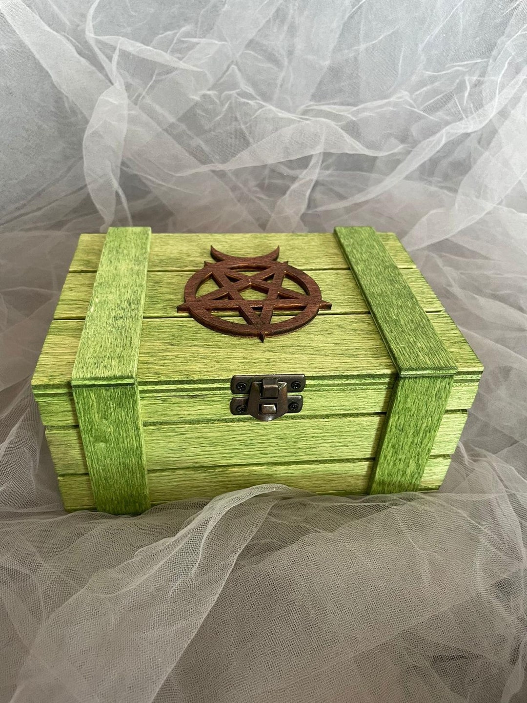 Altar Box With Pentacle Moon Design // Witch Chest // Wiccan Box ...