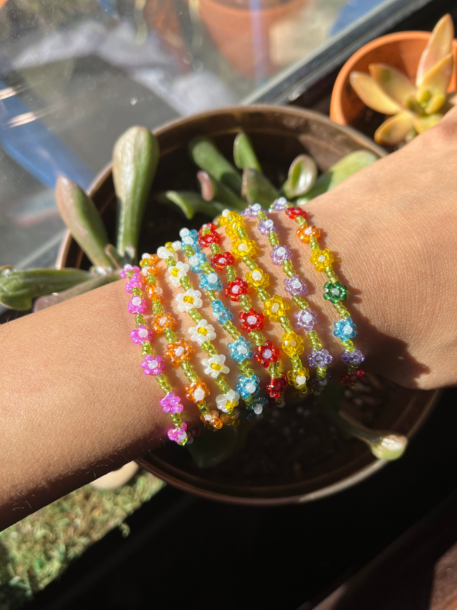 Handmade Beaded Flower Bracelets Indie Bracelets Kidcore - Etsy