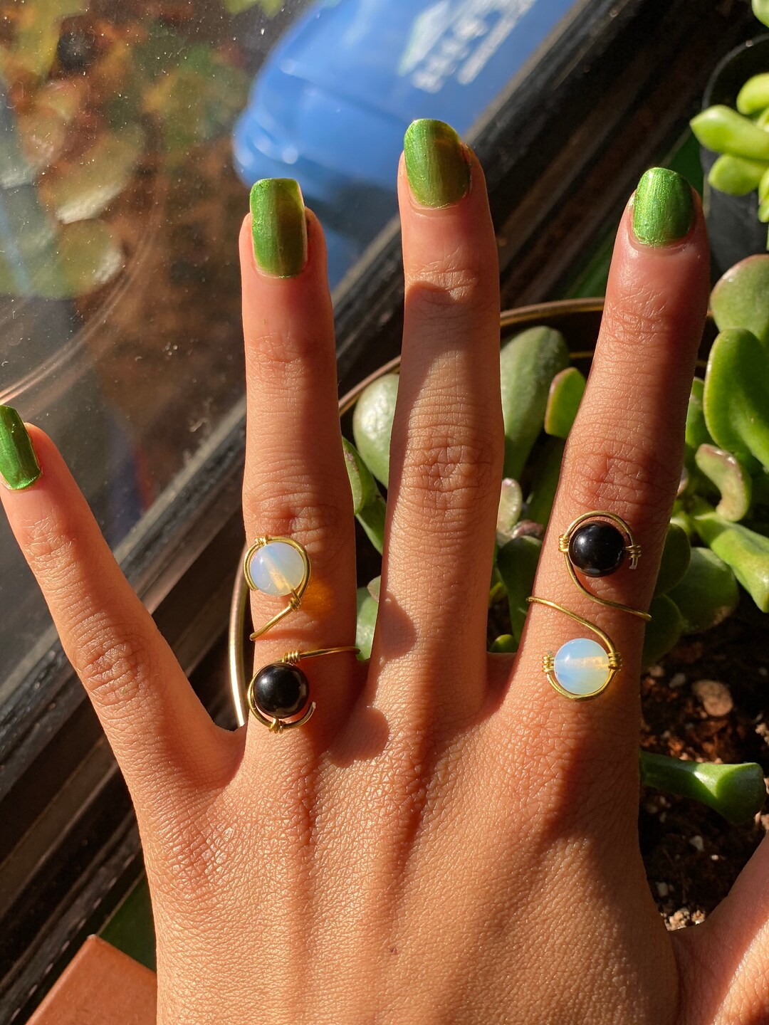 Yin and Yang Rings Crystal Rings Y2k Rings Cottagecore - Etsy