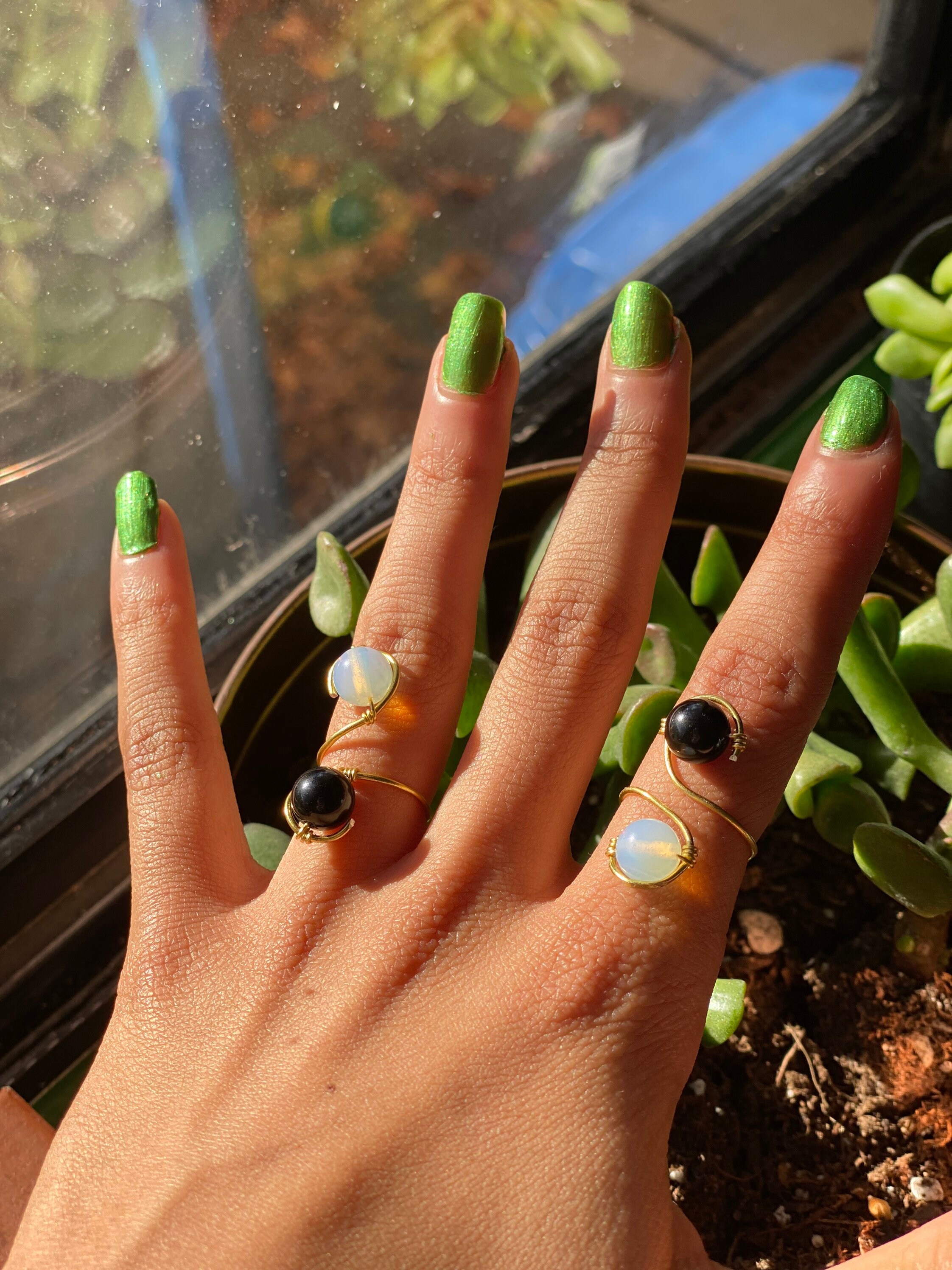 Yin and Yang Rings Crystal Rings Y2k Rings Cottagecore - Etsy