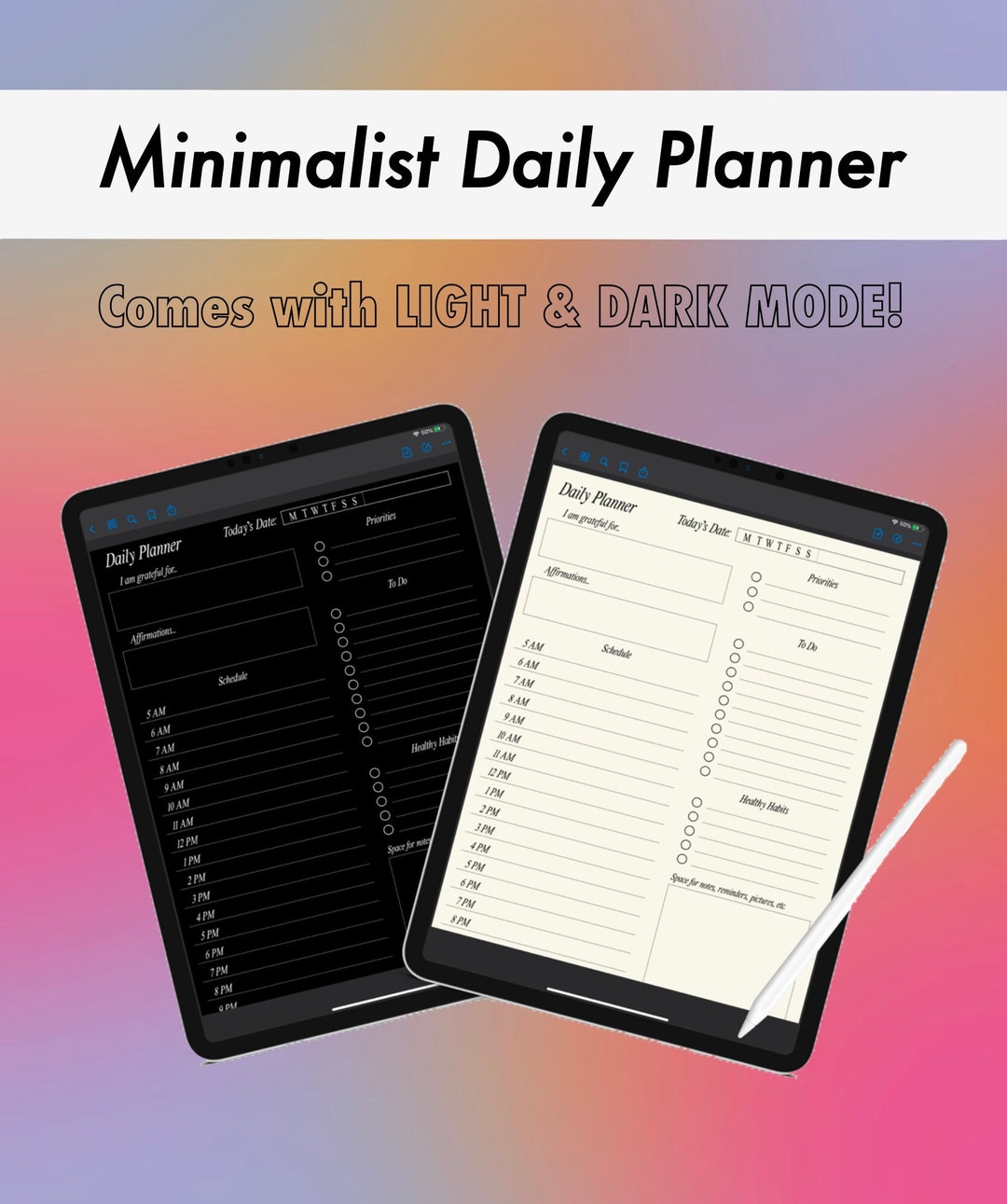 Minimalist Everyday Digital iPad Planner | Daily Planner | iPad Planner ...