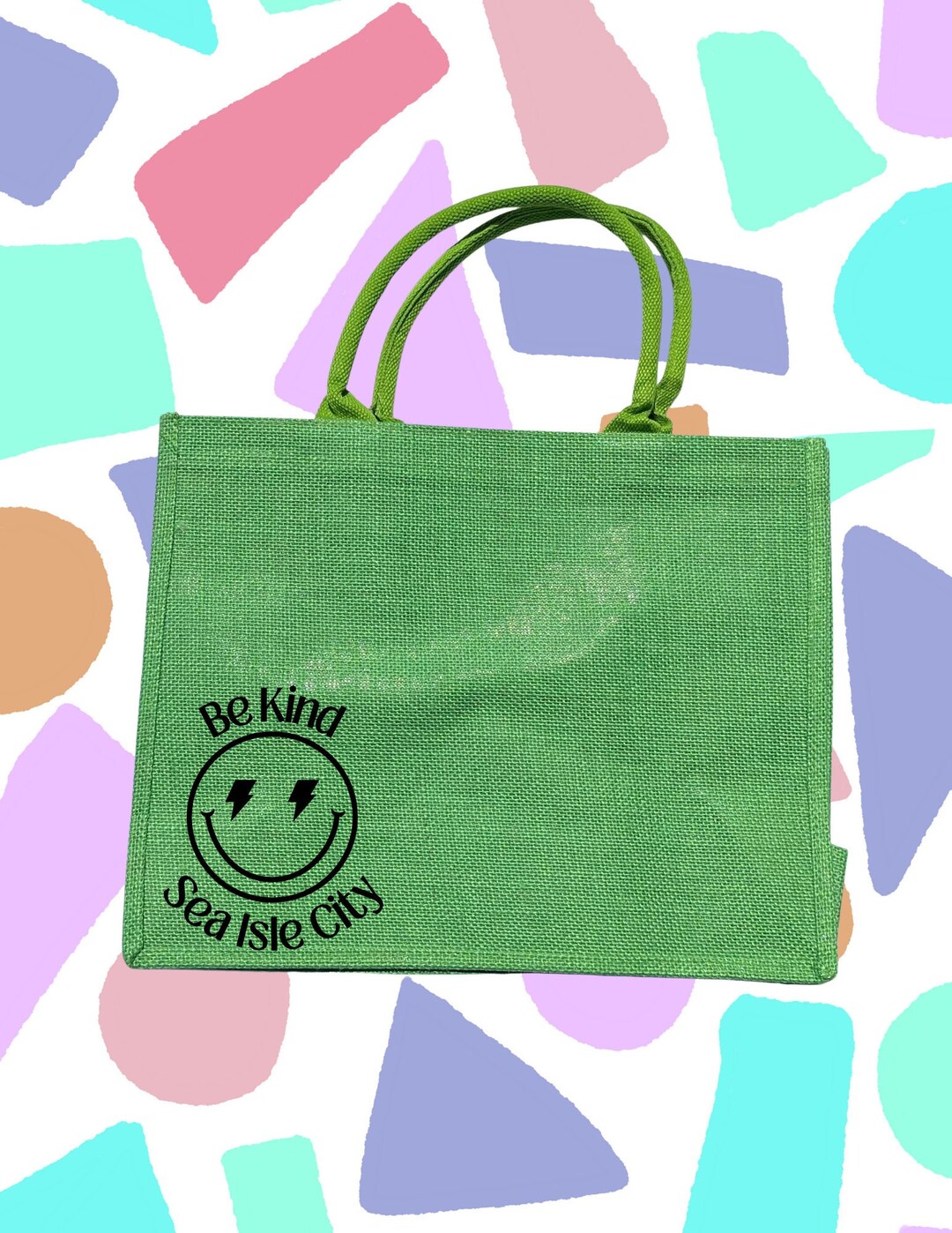 Be Kind Smiley Face Sea Isle City Jute Burlap Tote Bag - Etsy