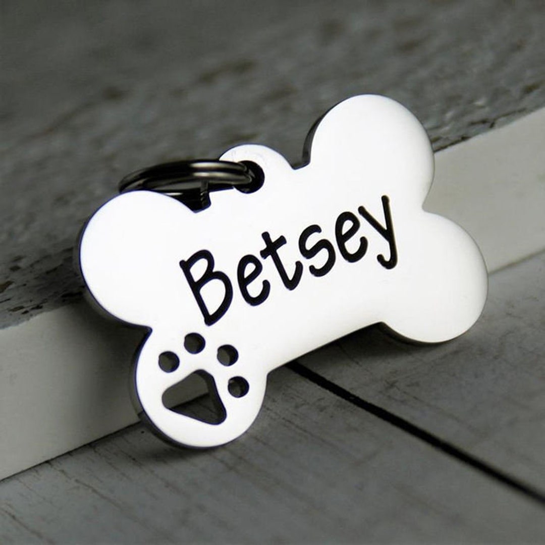 Personalized Bone Shaped Dog Tag, Pet ID Collar, Bone Tag With Name and ...