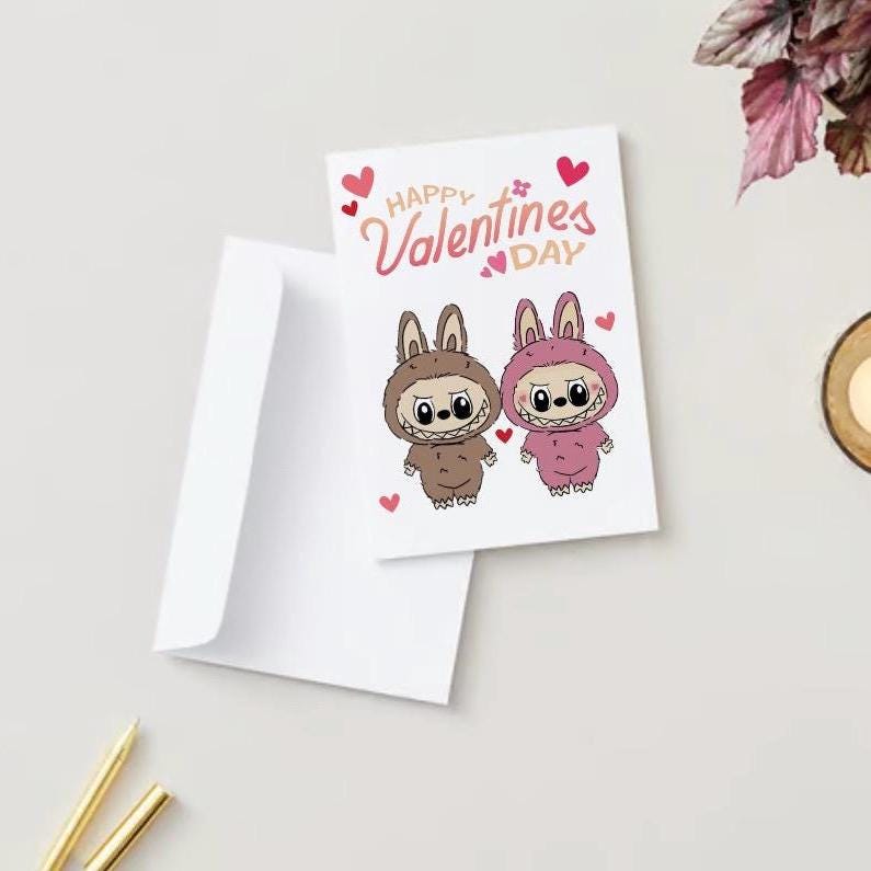 LABUBU Popmart Labubu Card Labubu Valentines Day Card Greeting Card ...