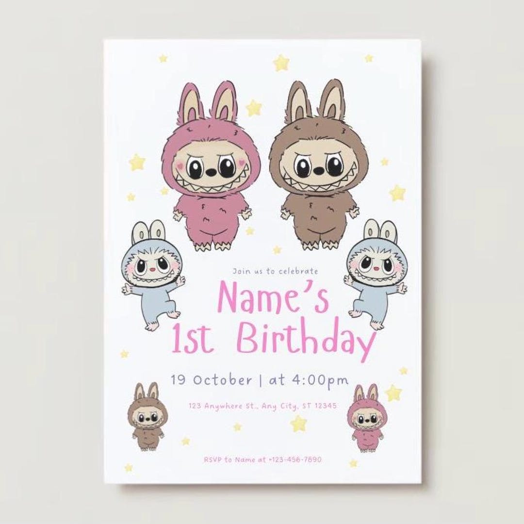 DIGITAL Birthday Invitation | LABUBU Popmart Inspired | Custom ...