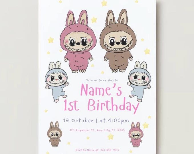 DIGITAL Birthday Invitation | LABUBU Popmart Inspired | Custom ...