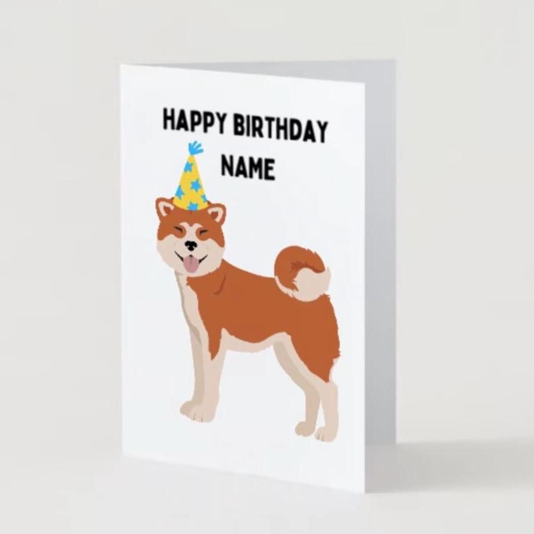 Akita Birthday Card Akita Dog Card Akita Inu Blank Card Custom Birthday ...