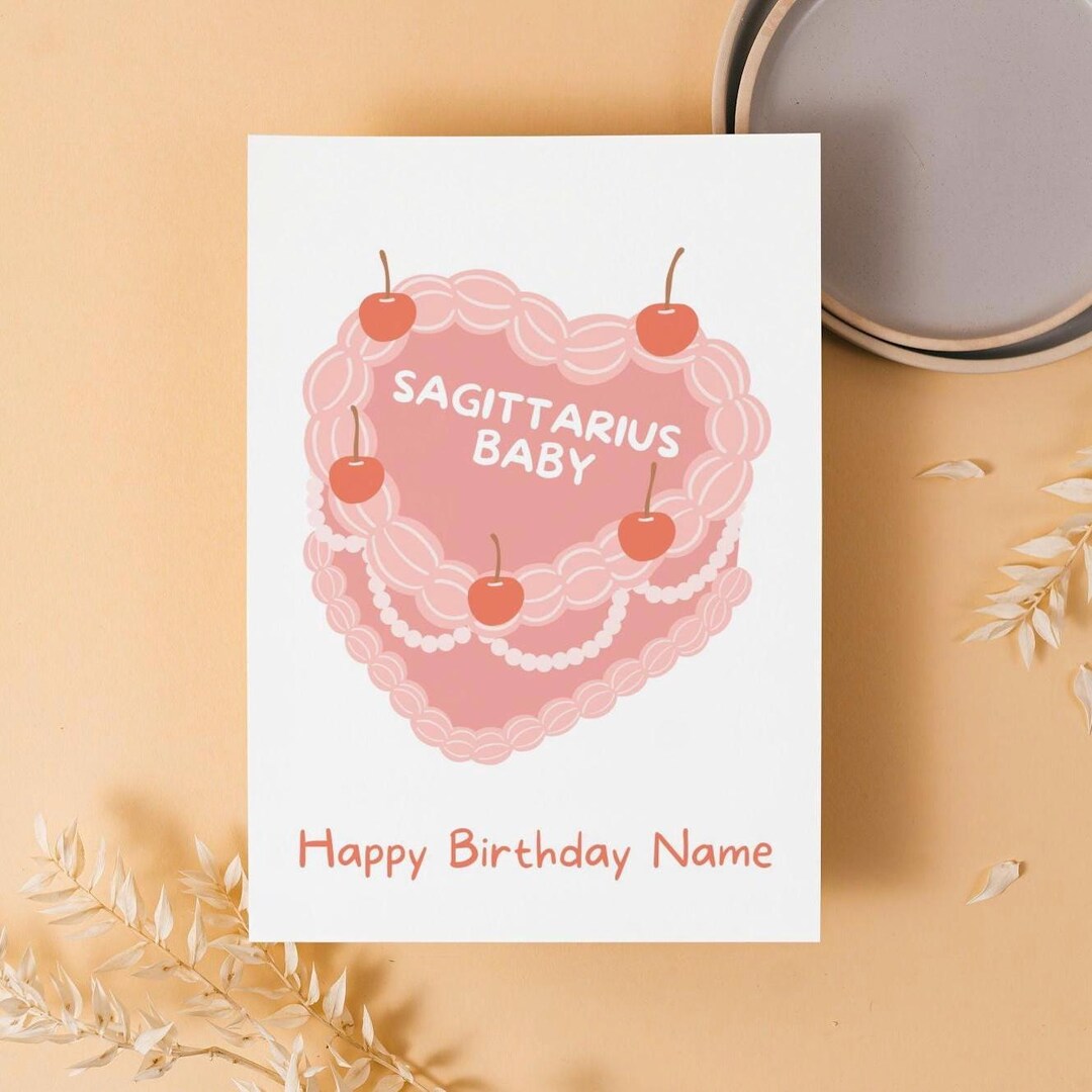 Sagittarius Birthday Card Zodiac Sign Custom Card Happy Birthday Card ...
