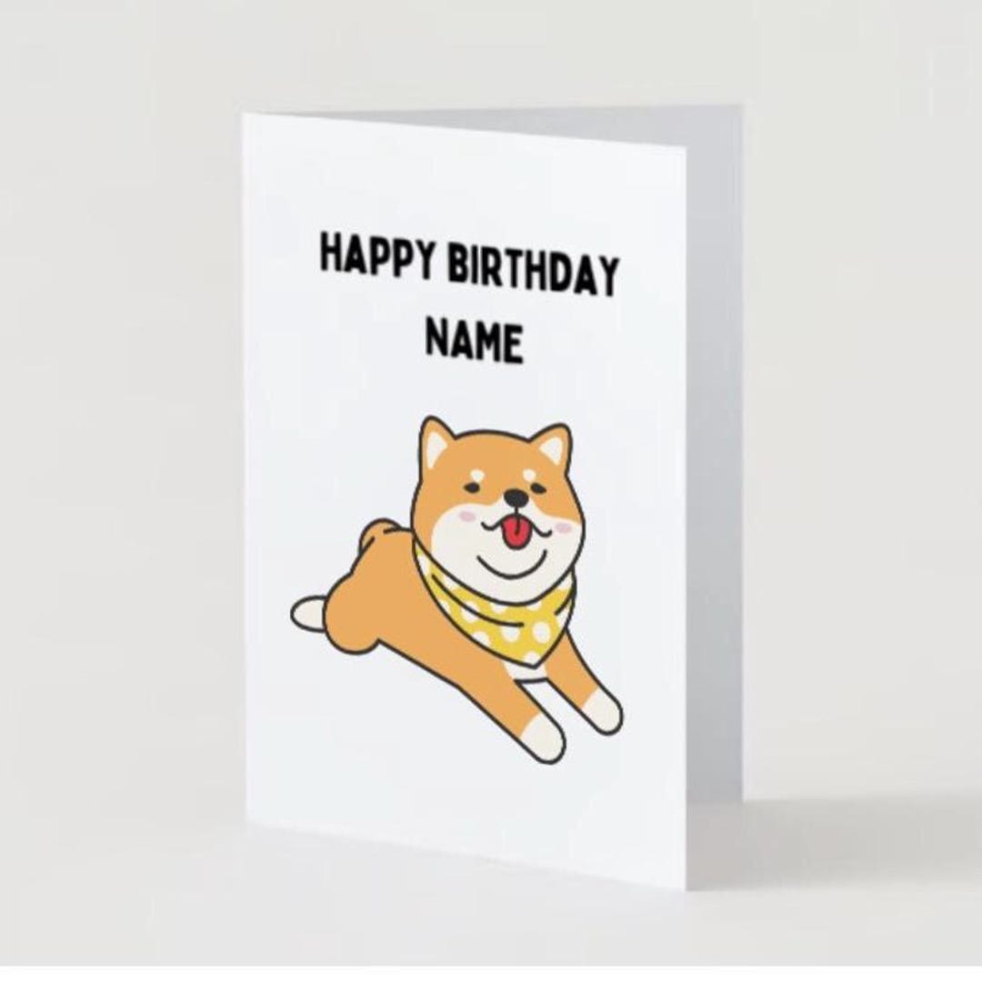 Shiba Birthday Card Shiba Dog Card Shiba Inu Blank Card Custom Birthday ...