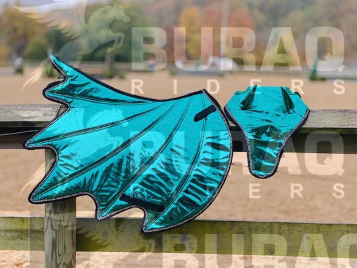 Luxury Style Holographic Leather Faux Dragon Wings Saddle Pad and ...