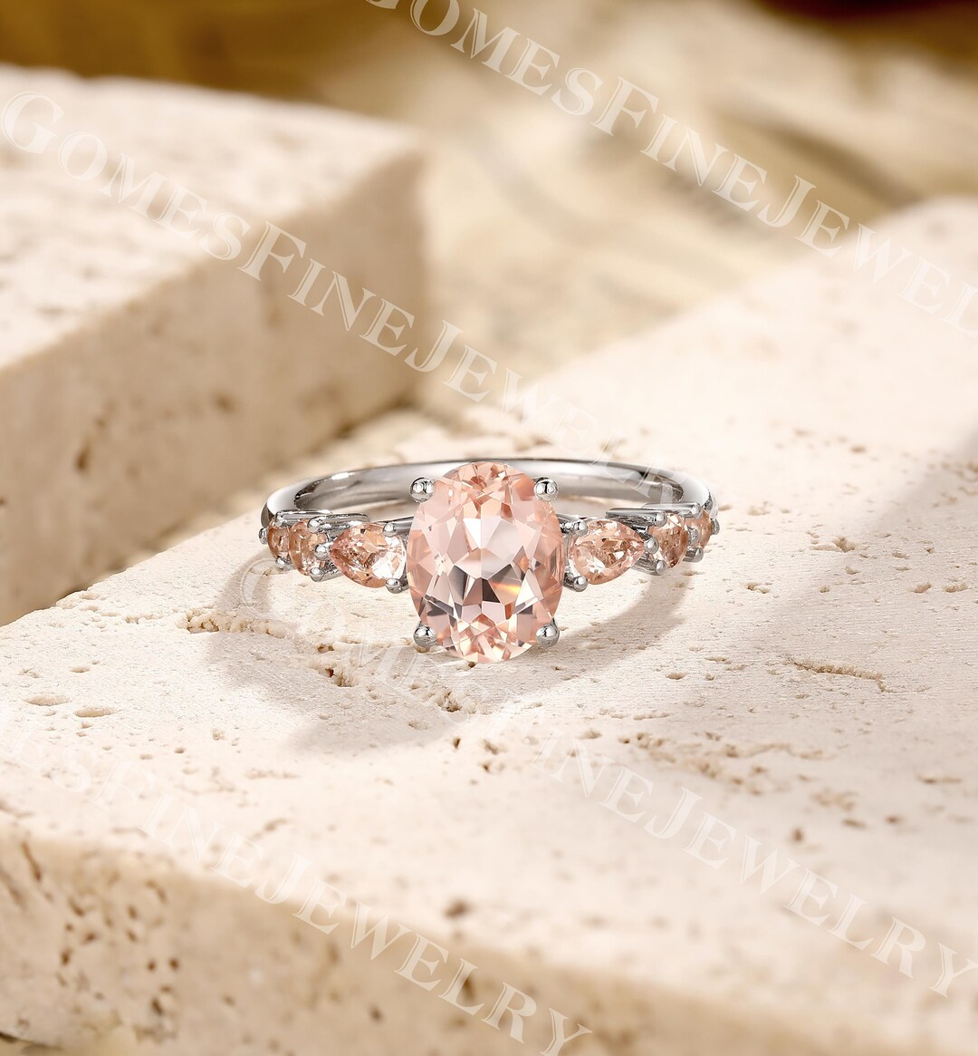 Vintage Oval Morganite Engagement Ring | 14k/18k White Gold Morganite ...