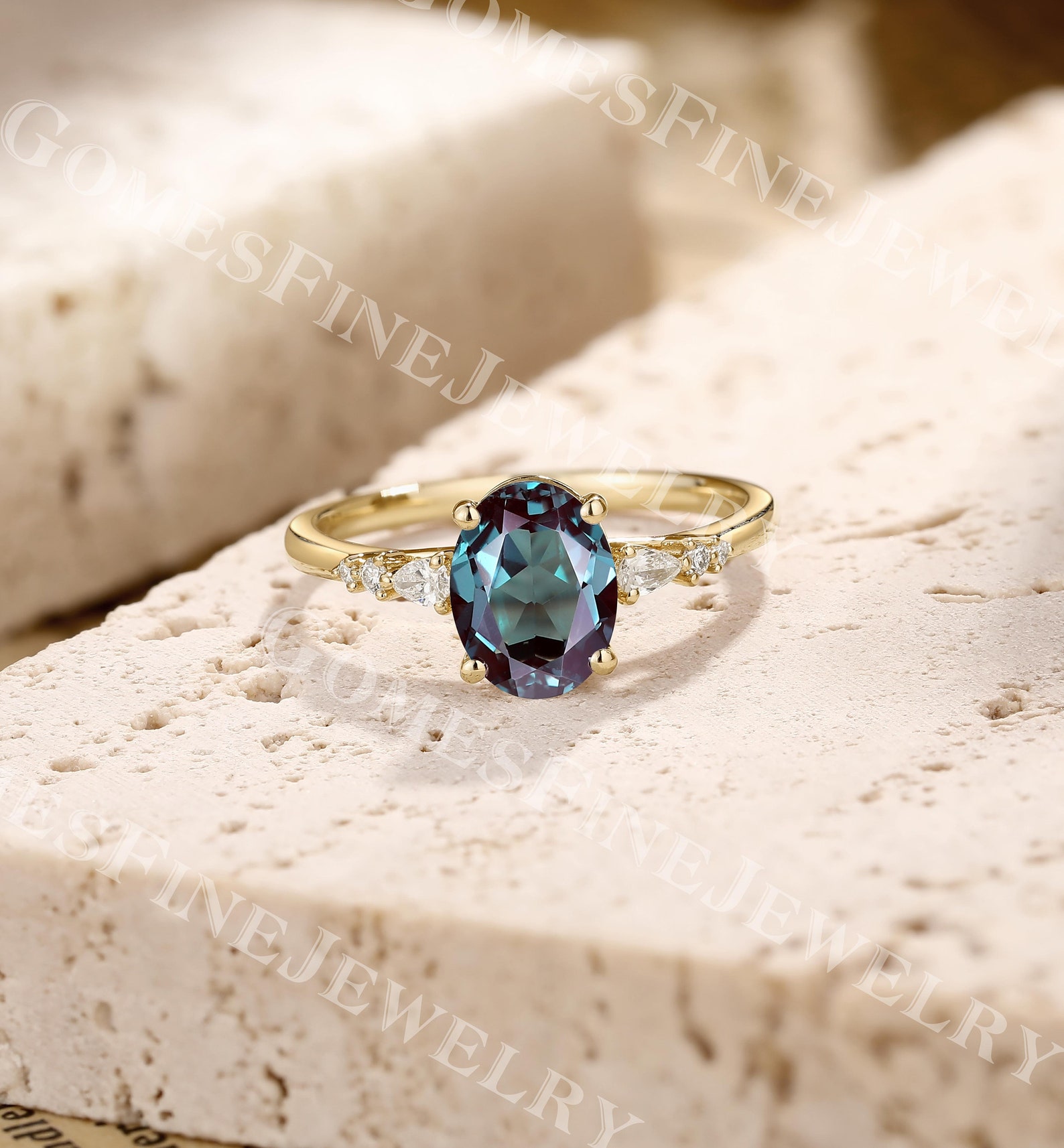 Vintage Alexandrite Engagement Ring Unique Oval Alexandrite - Etsy