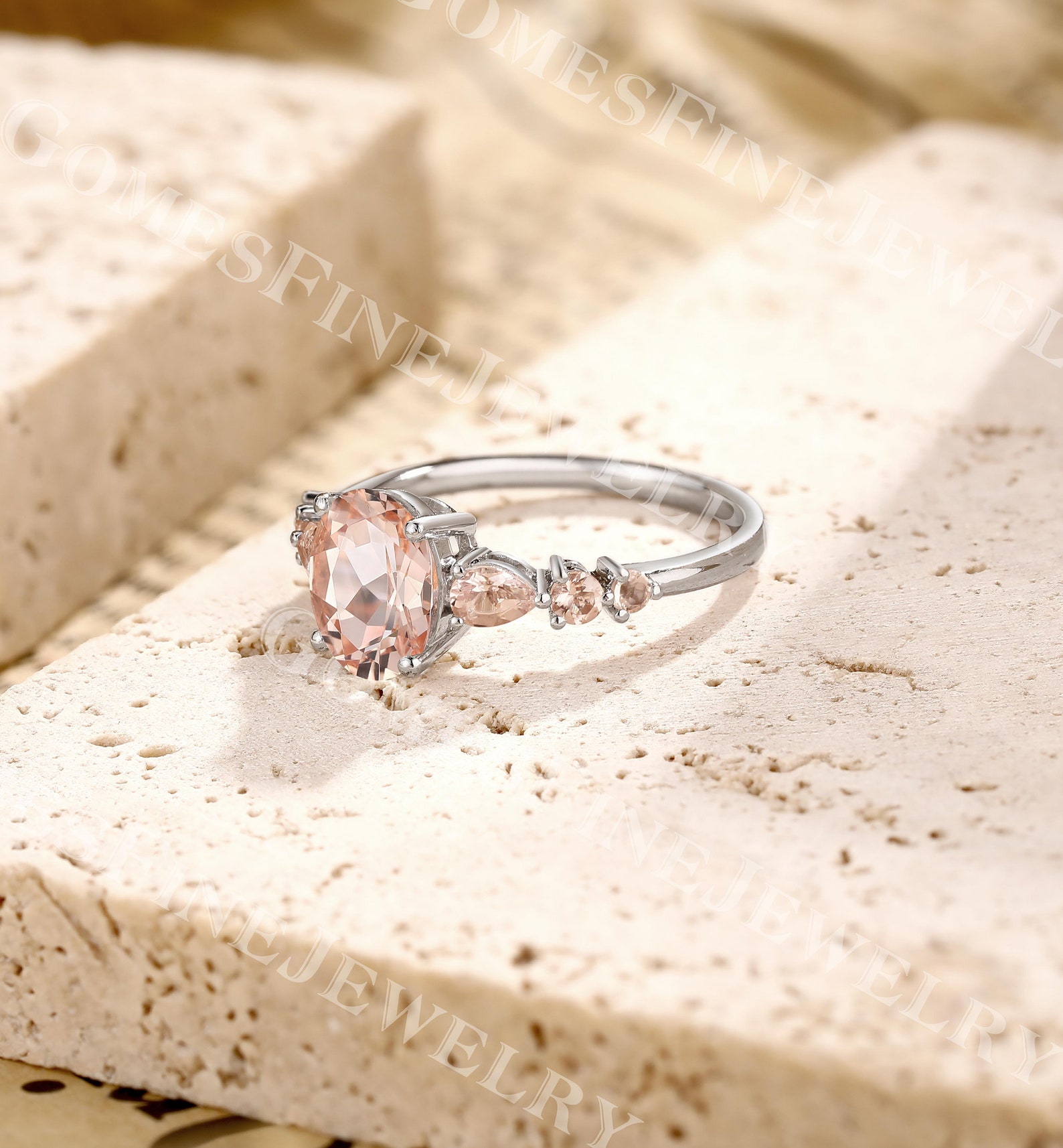 Vintage Oval Morganite Engagement Ring | 14k/18k White Gold Morganite ...