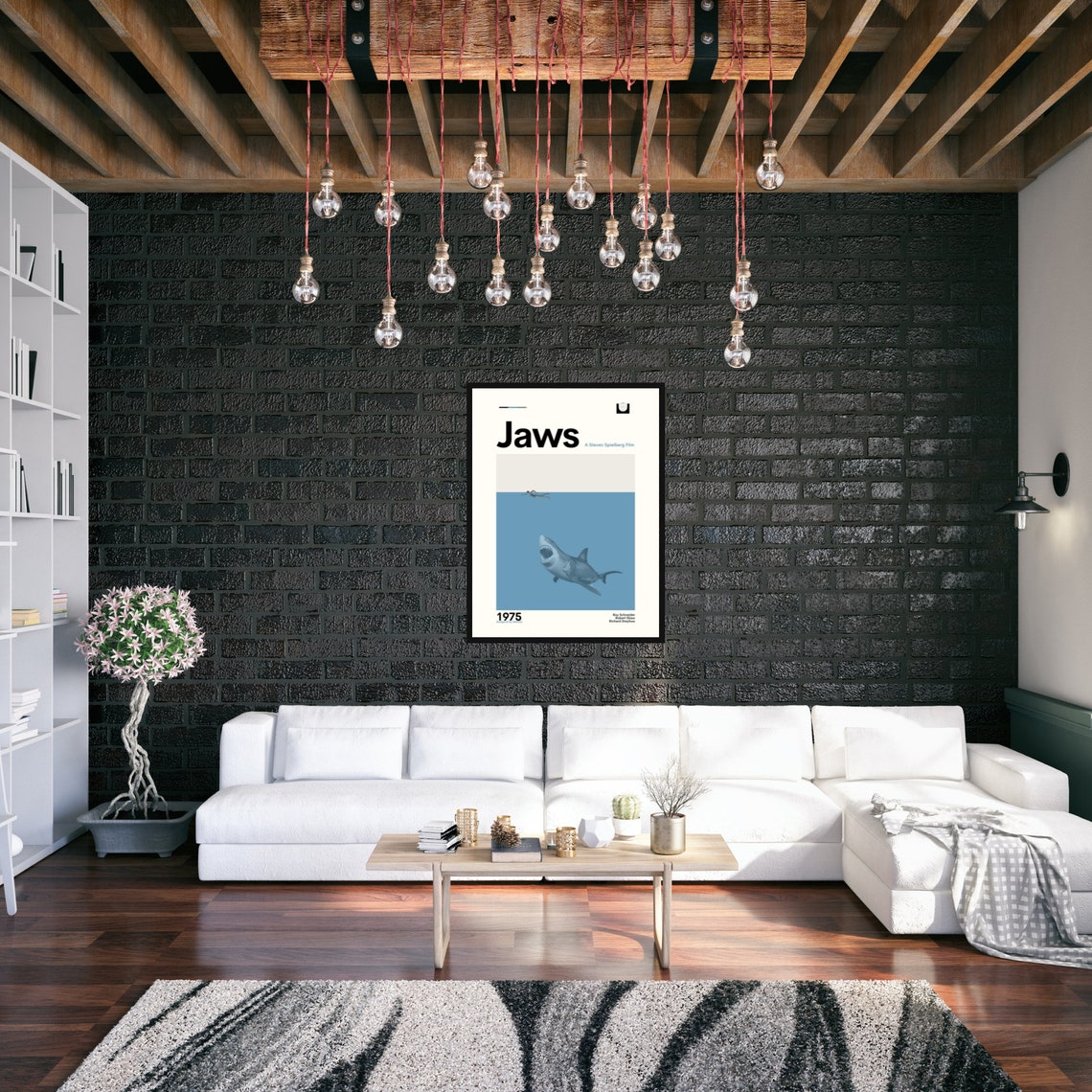 Jaws Mid Century Modern Movie Poster Retro Vintage Print - Etsy
