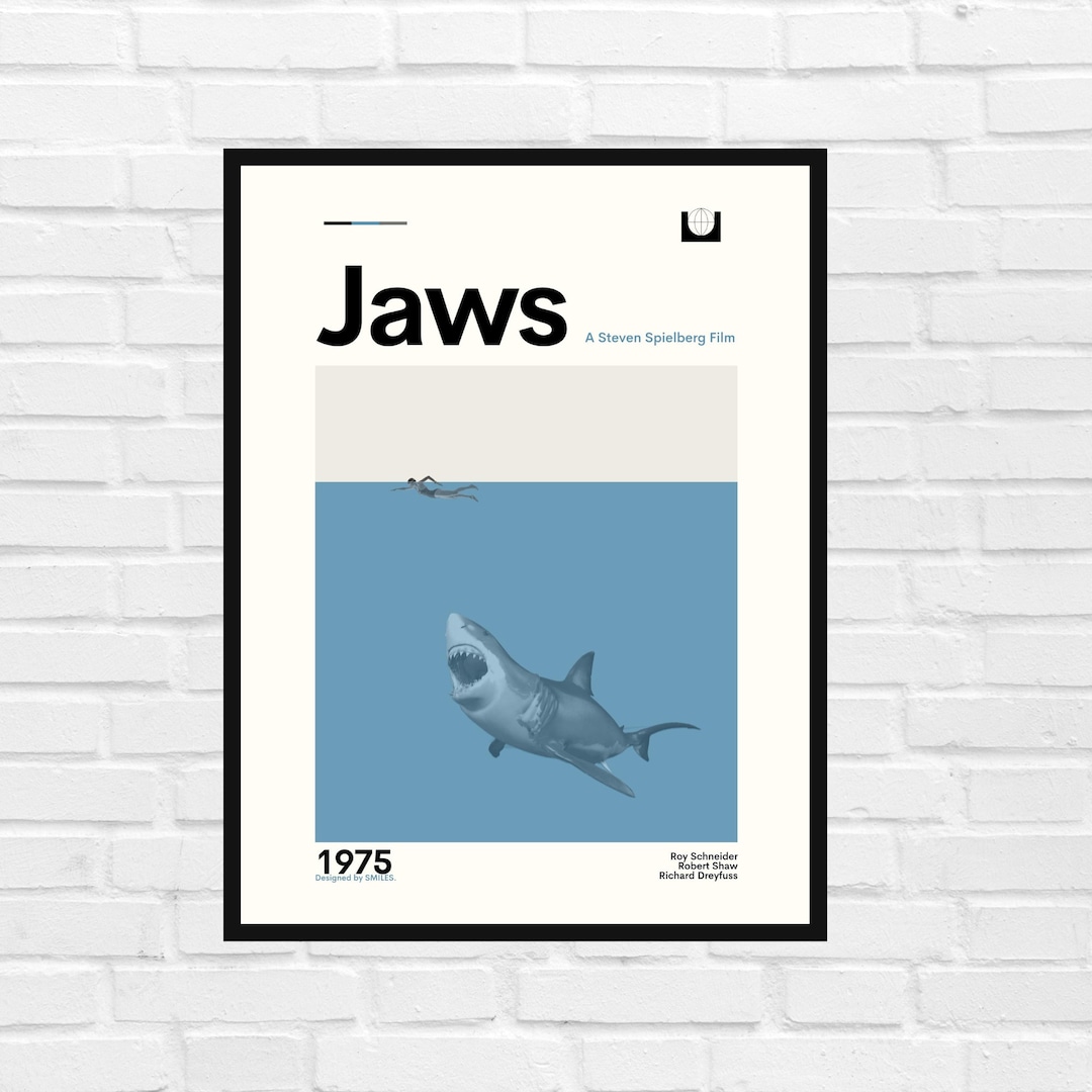 Jaws, Mid Century Modern, Movie Poster, Retro, Vintage, Print Set - Etsy