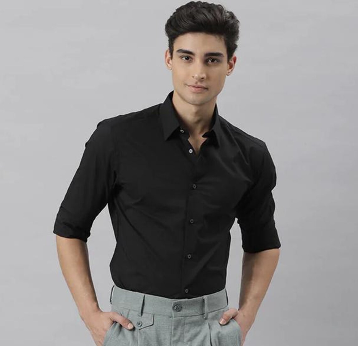 Men's Spread Collar Dress Shirt for Men , 100% Cotton Formal Celebrity ...