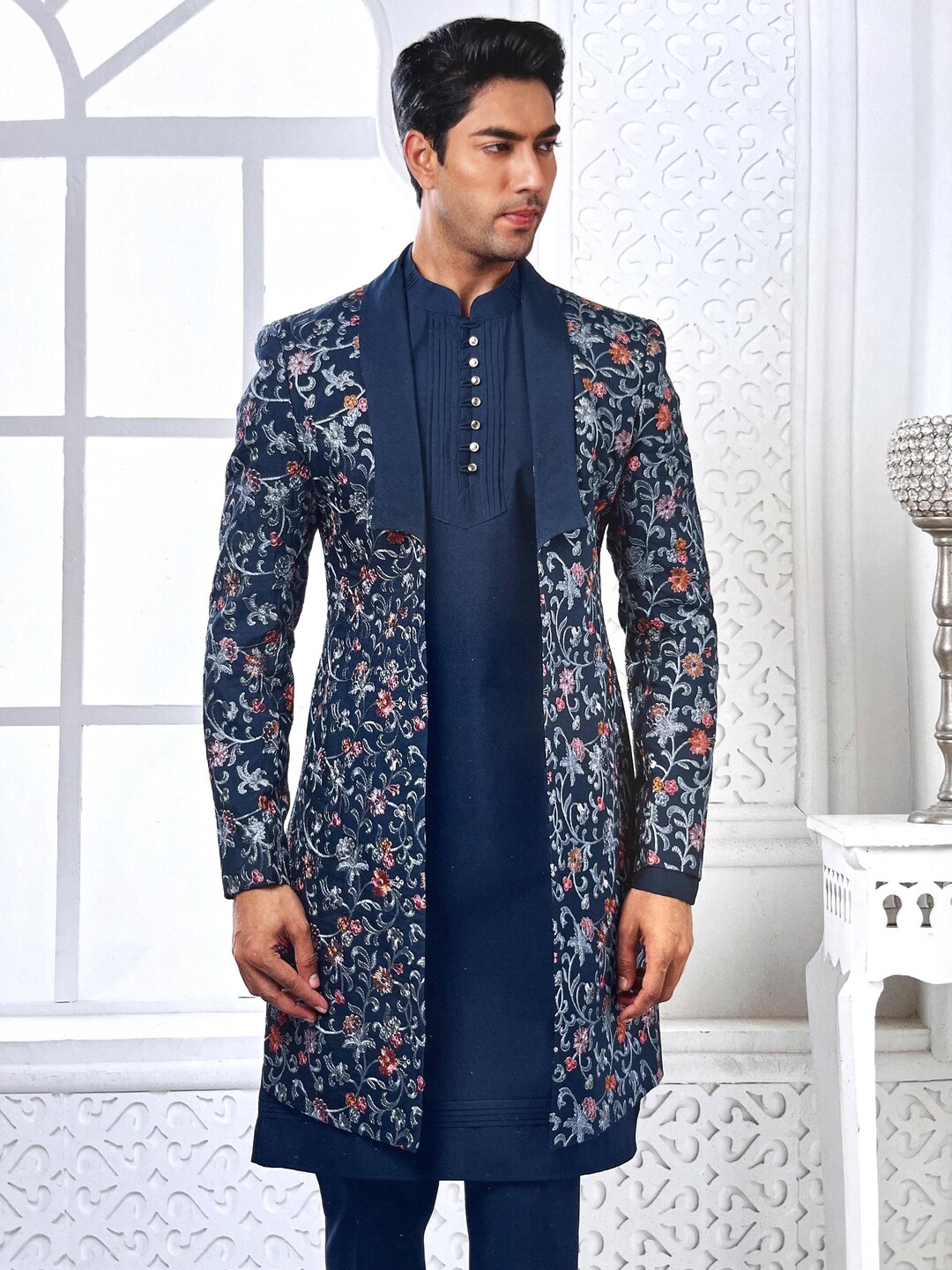 Indian Ethnic Indowestern Suit for Men, Indowestern With Kurta Pajama ...