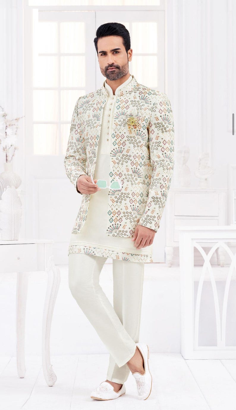 Indian Ethnic Open Jodhpuri Suit for Men, Designer Bandhgala Suit Man ...