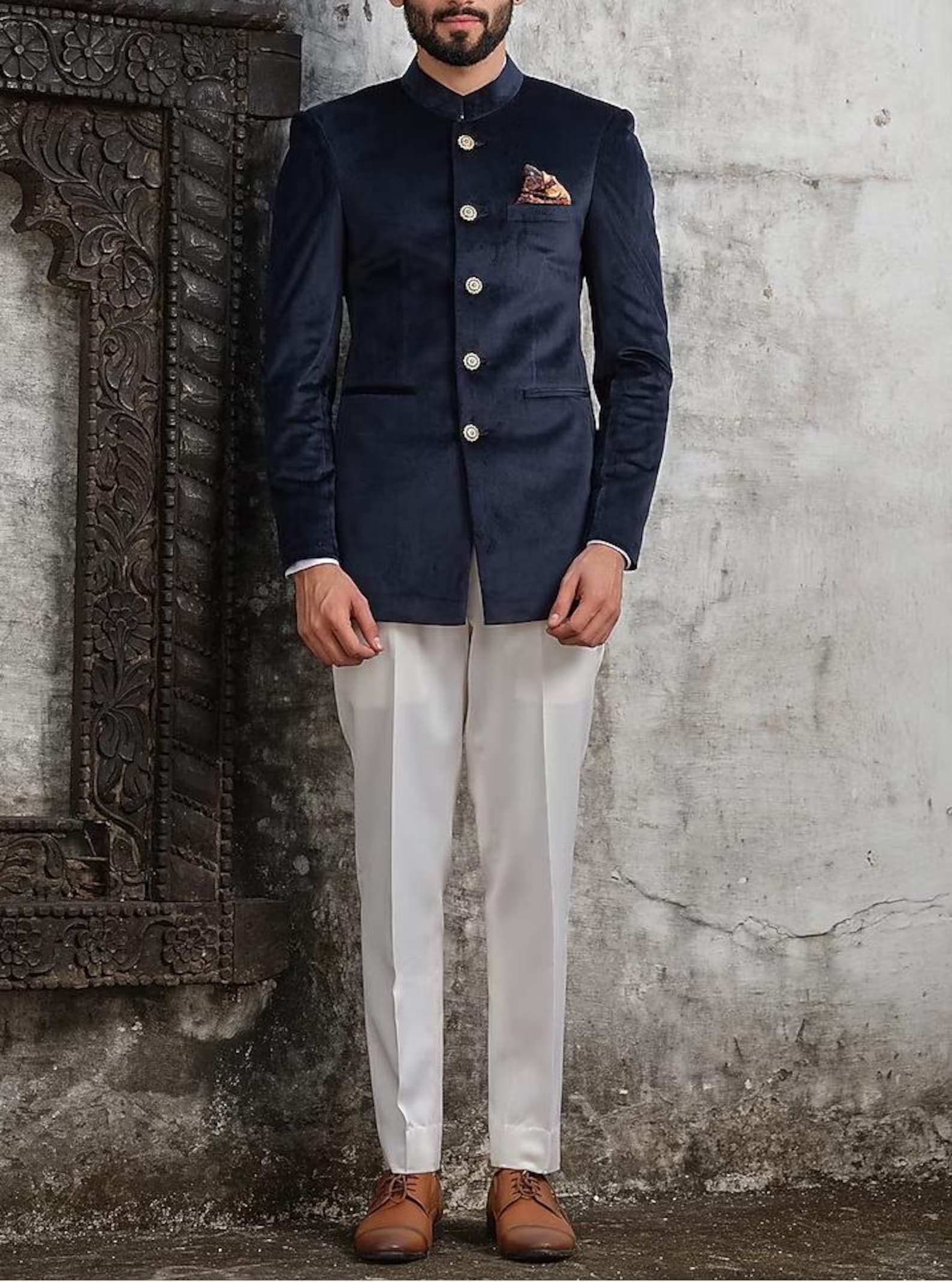 Velvet Jodhpuri Ethnic Suit for Men, Designer Bandhgala Slim Fit Suit ...
