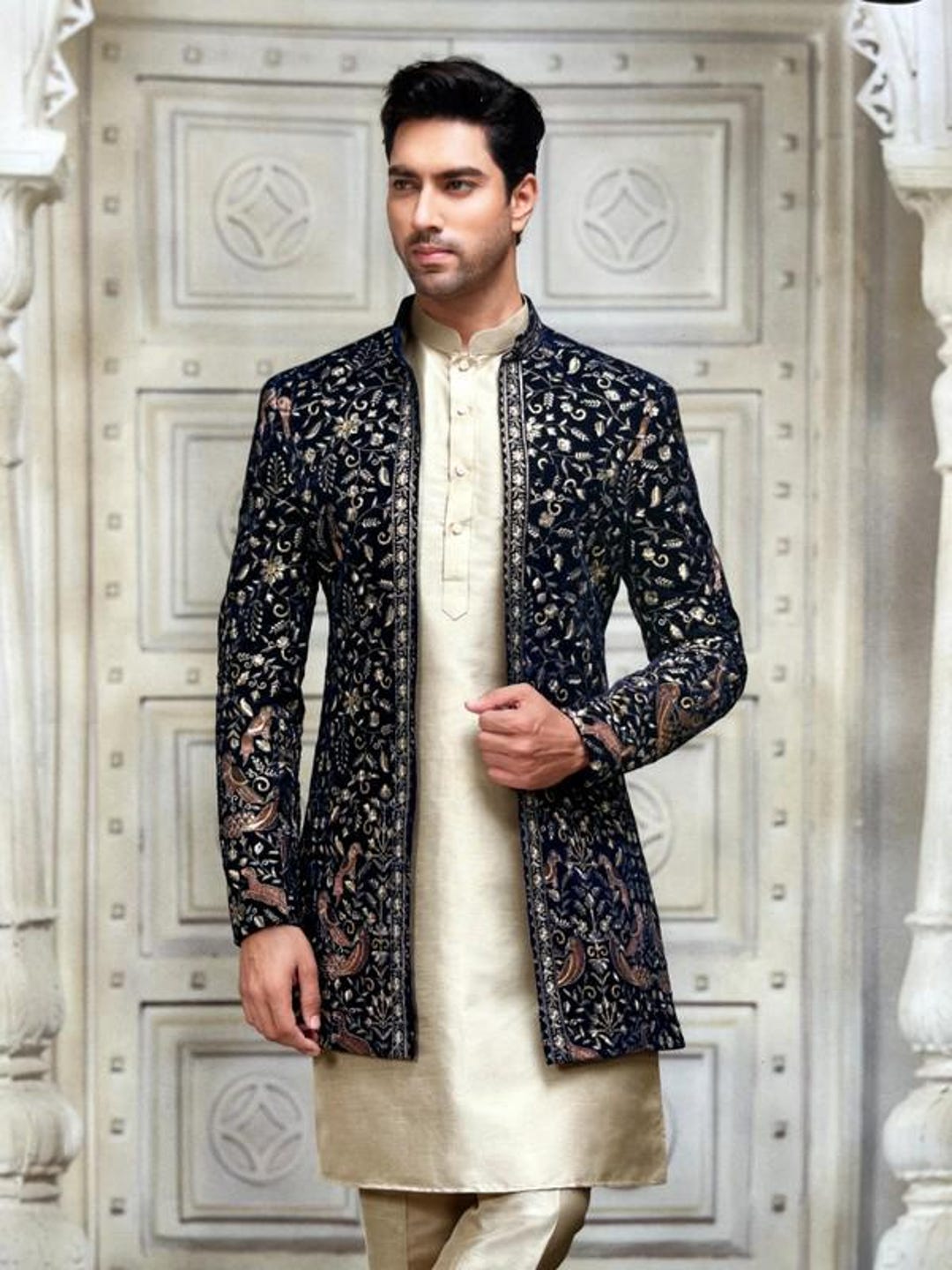 Ethnic Open Jodhpuri Suit With Kurta Pajama for Men, Designer Bandhgala ...