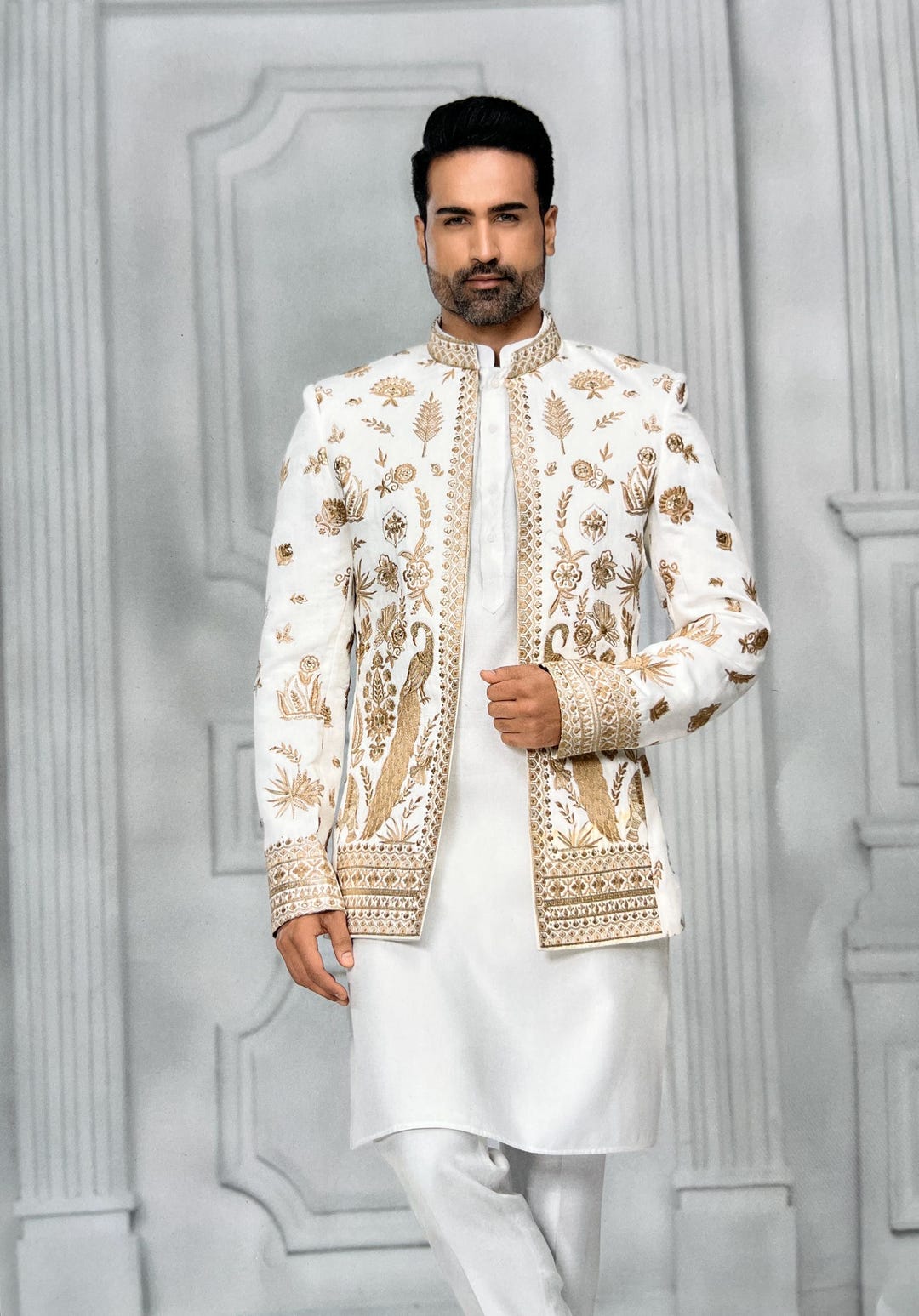 Hand Work Jodhpuri Suit With Kurta Pajama for Men, Open Jodhpuri Suit ...