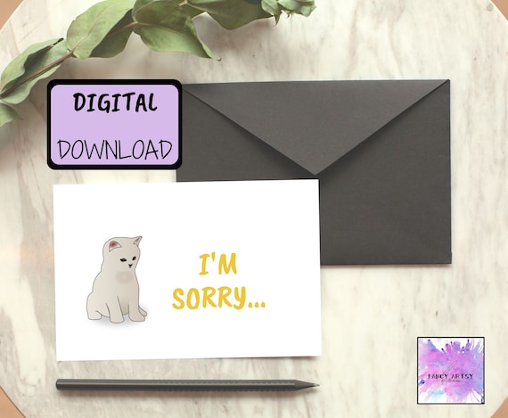 Printable I'm Sorry Card Instant Download 7x5 Inch Cards | Etsy