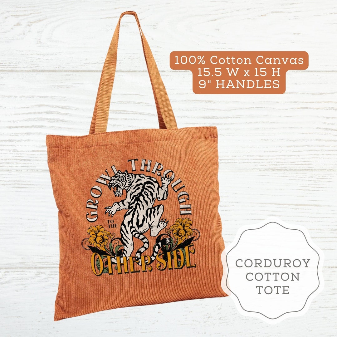 Oriental Tiger Tote Bags, Tiger and Flowers, Oriental Tiger Denim Bag ...