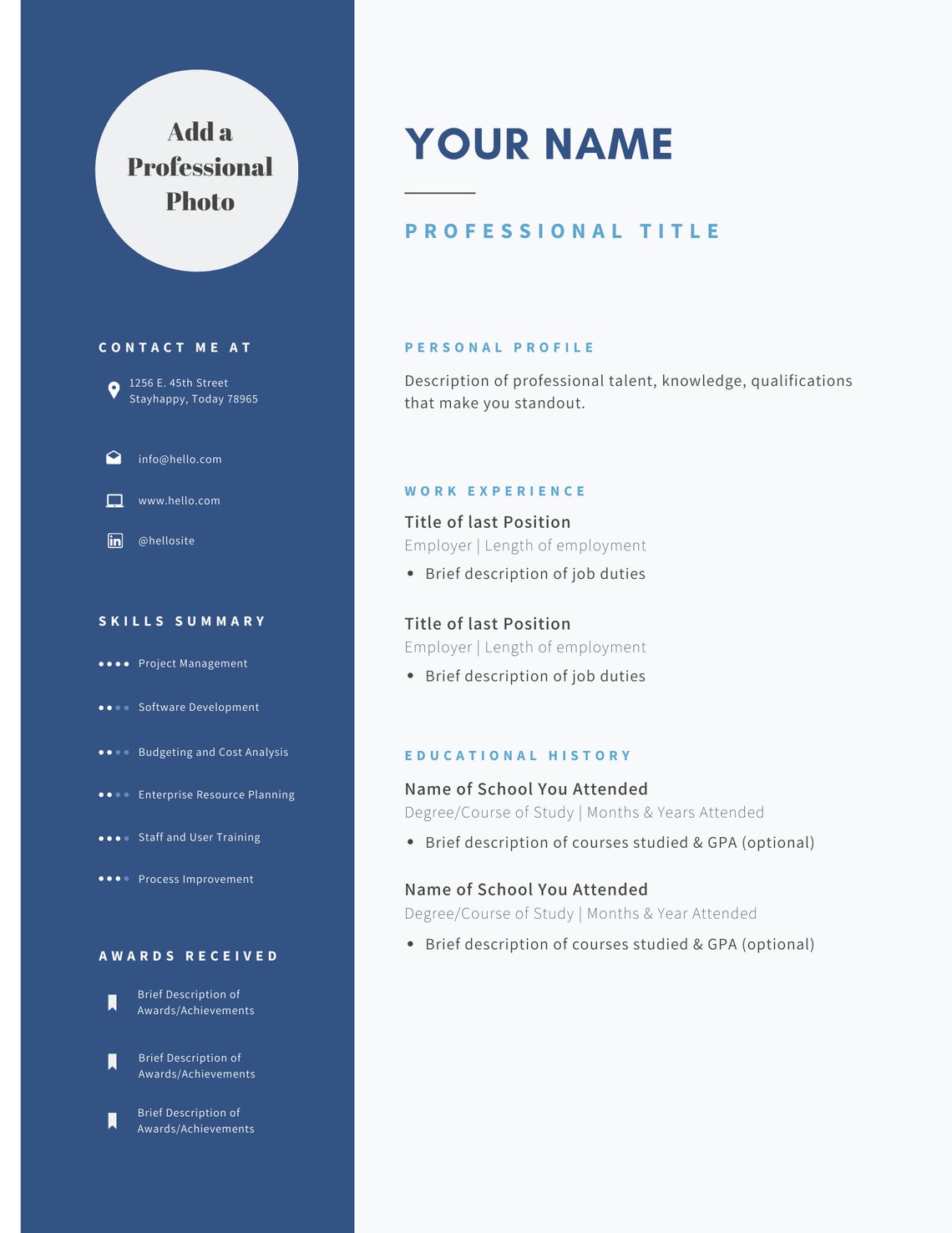 Create a Simple Professional Resume Template /resume/digital Product ...